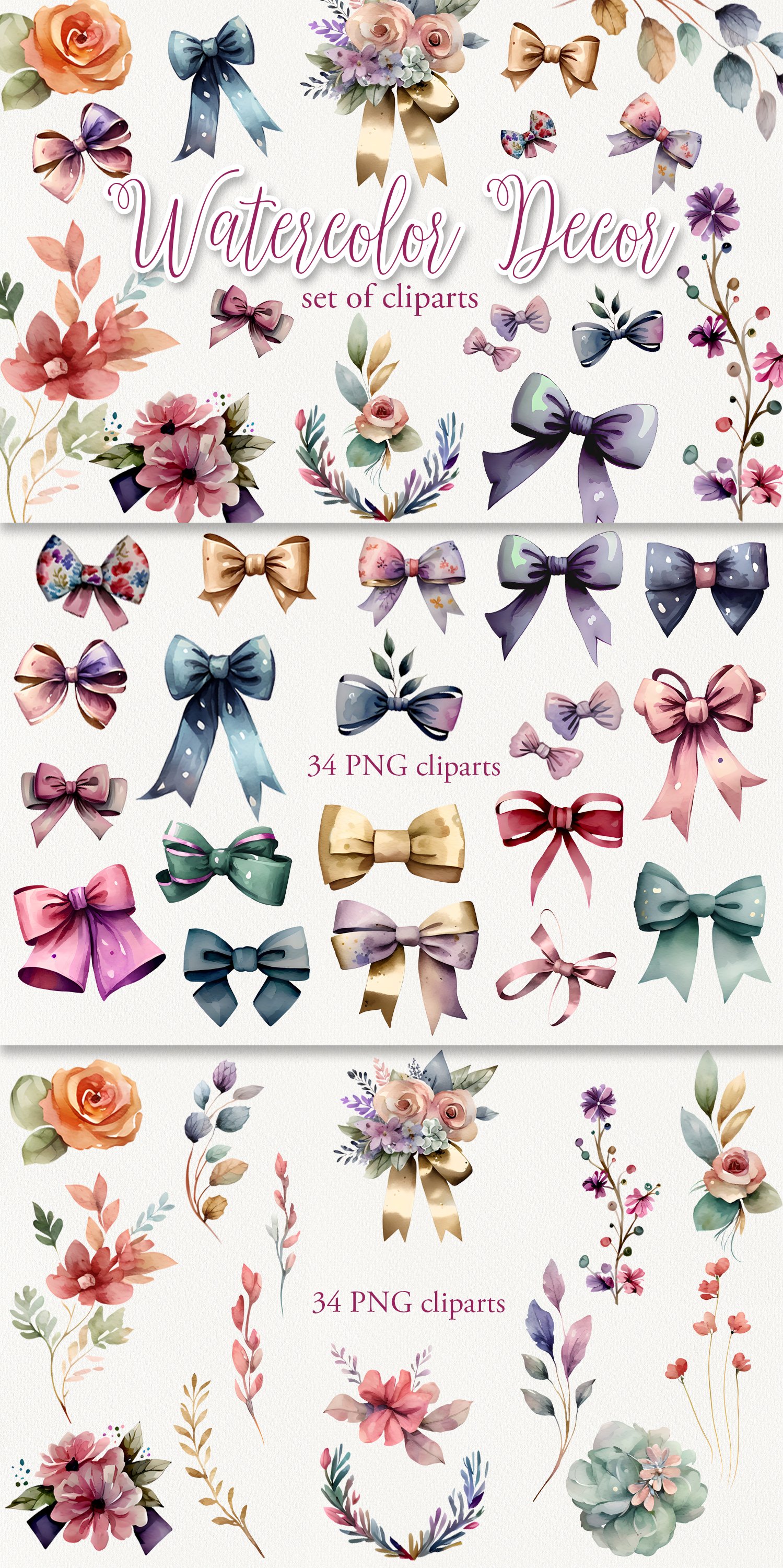 Set of Cliparts Watercolor Decor