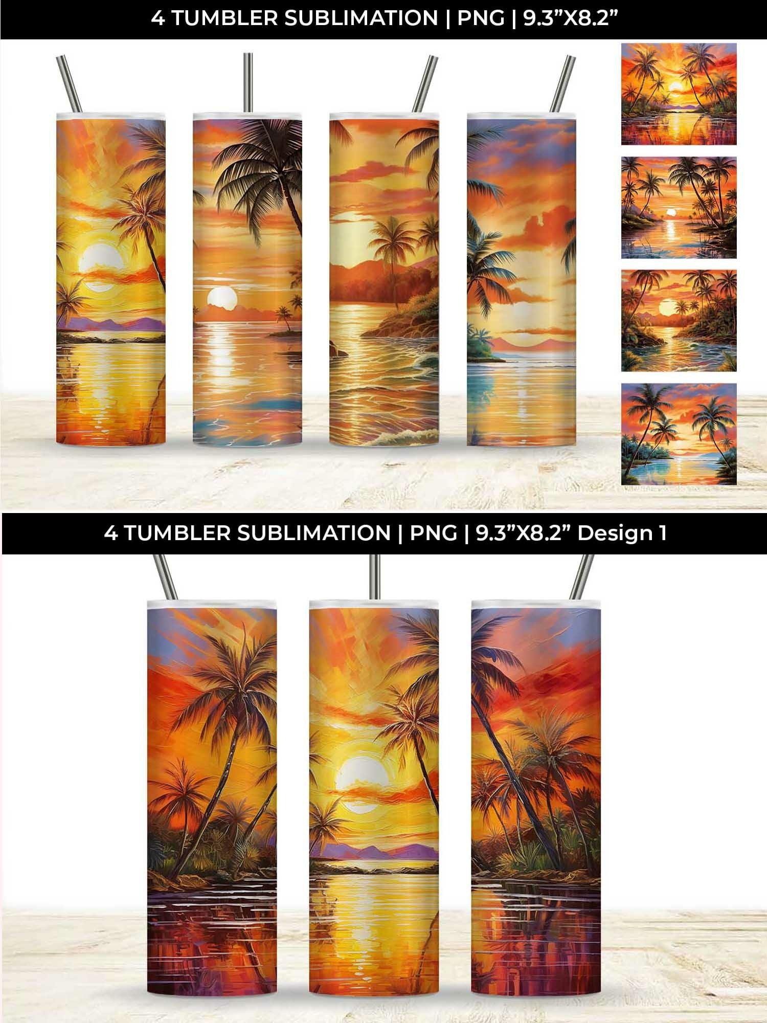 Sunset Palms Tumbler: Beach Paradise, Sunset Serenity