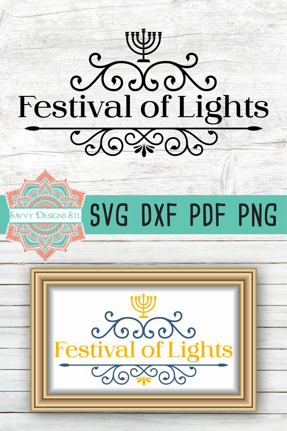 Festival of Lights Hanukkah Design for Print or Cut