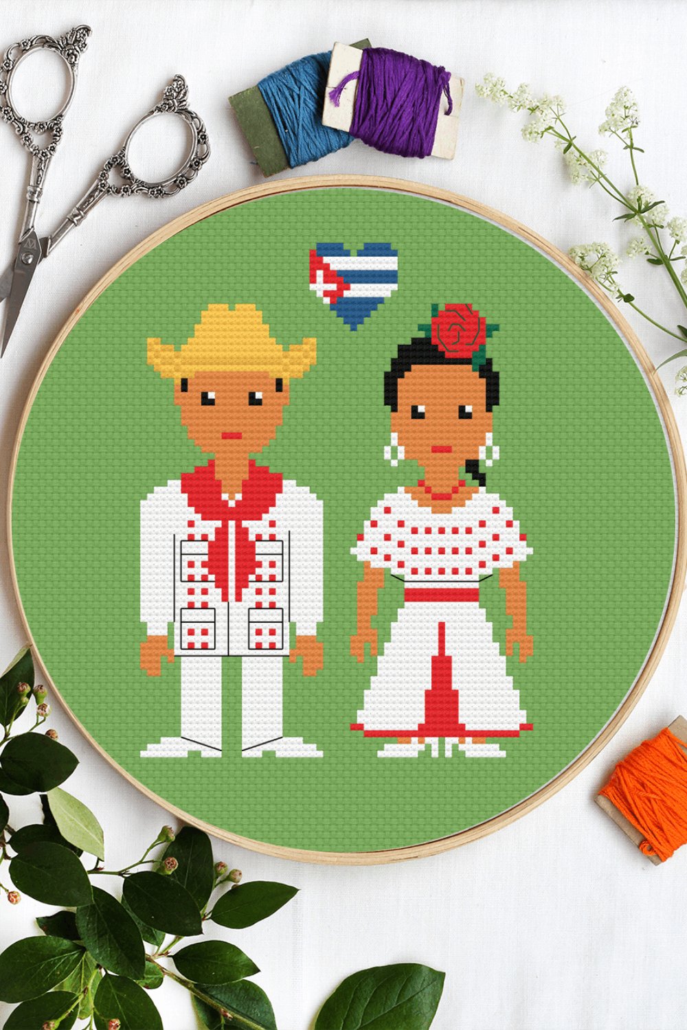 Cuban Love Cross stitch pattern PDF Cuba patriotic travel