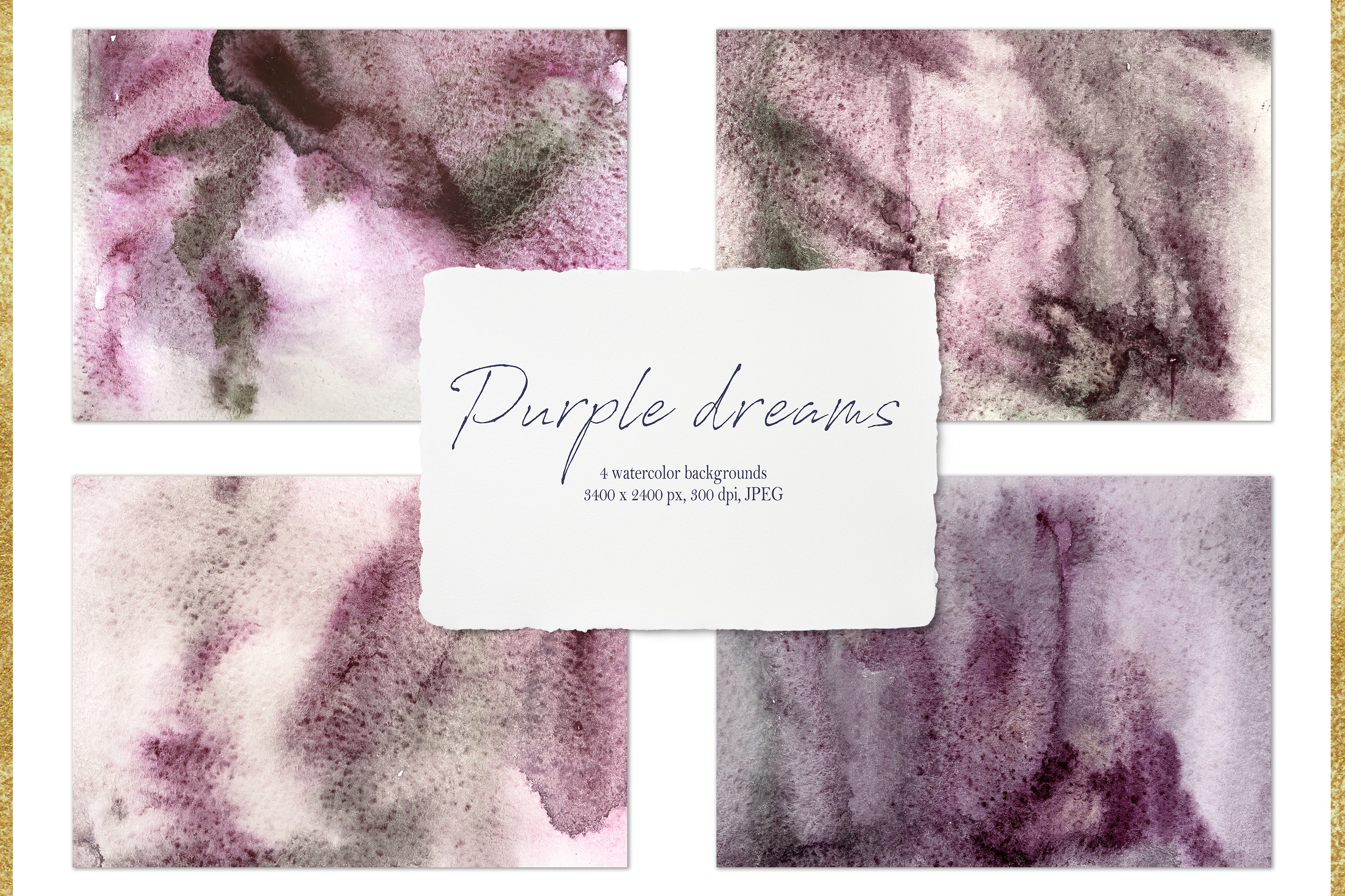 Watercolor purple abstract background. Digital paper pack