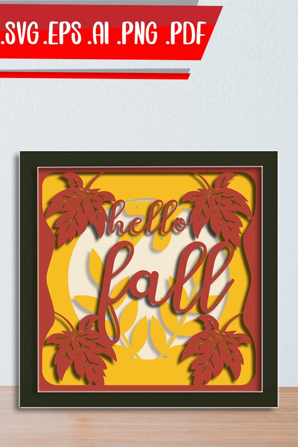 Hello Fall Layered Papercut 2 svg eps ai png pdf