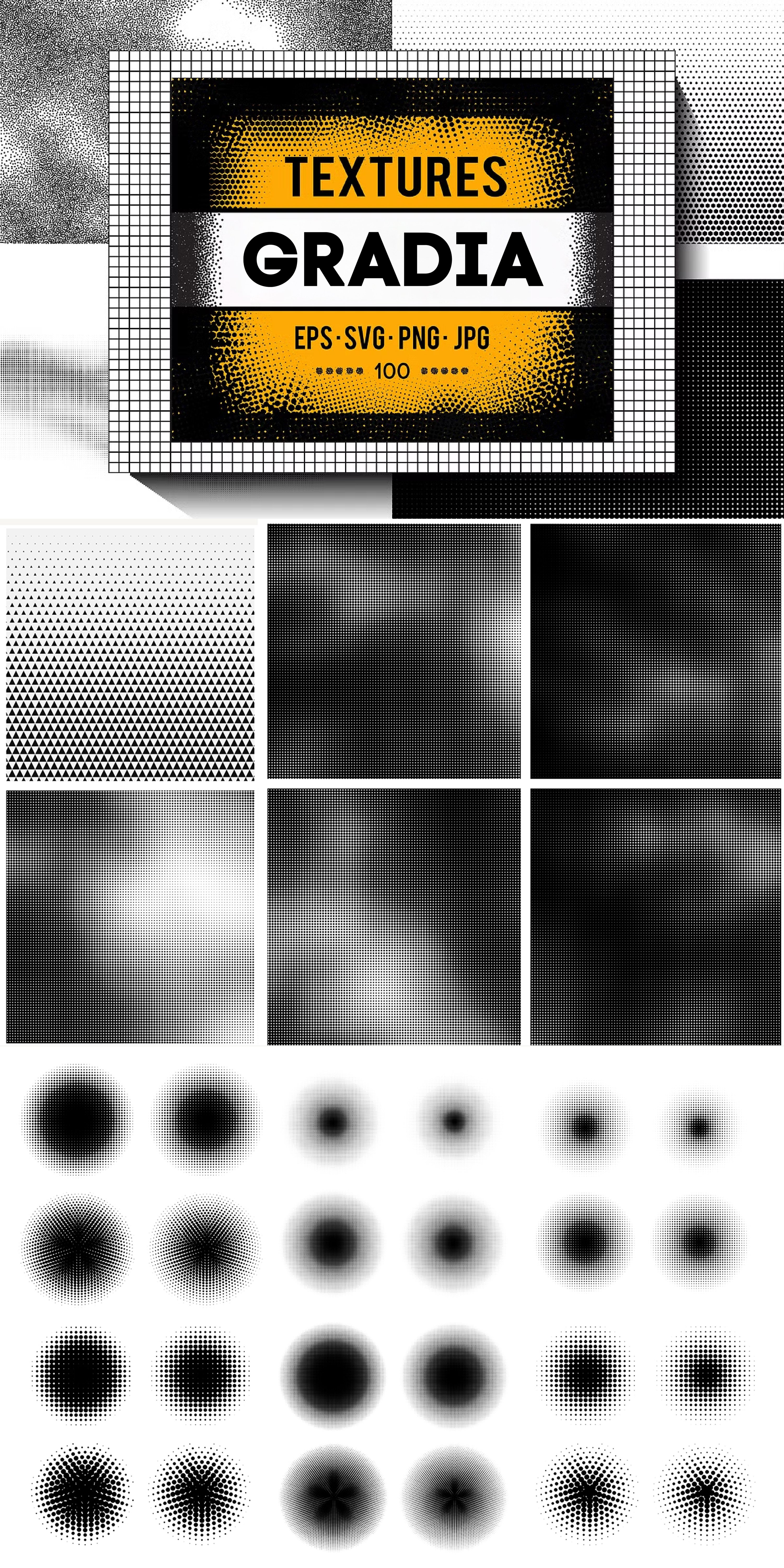 100 Vector Halftone Textures