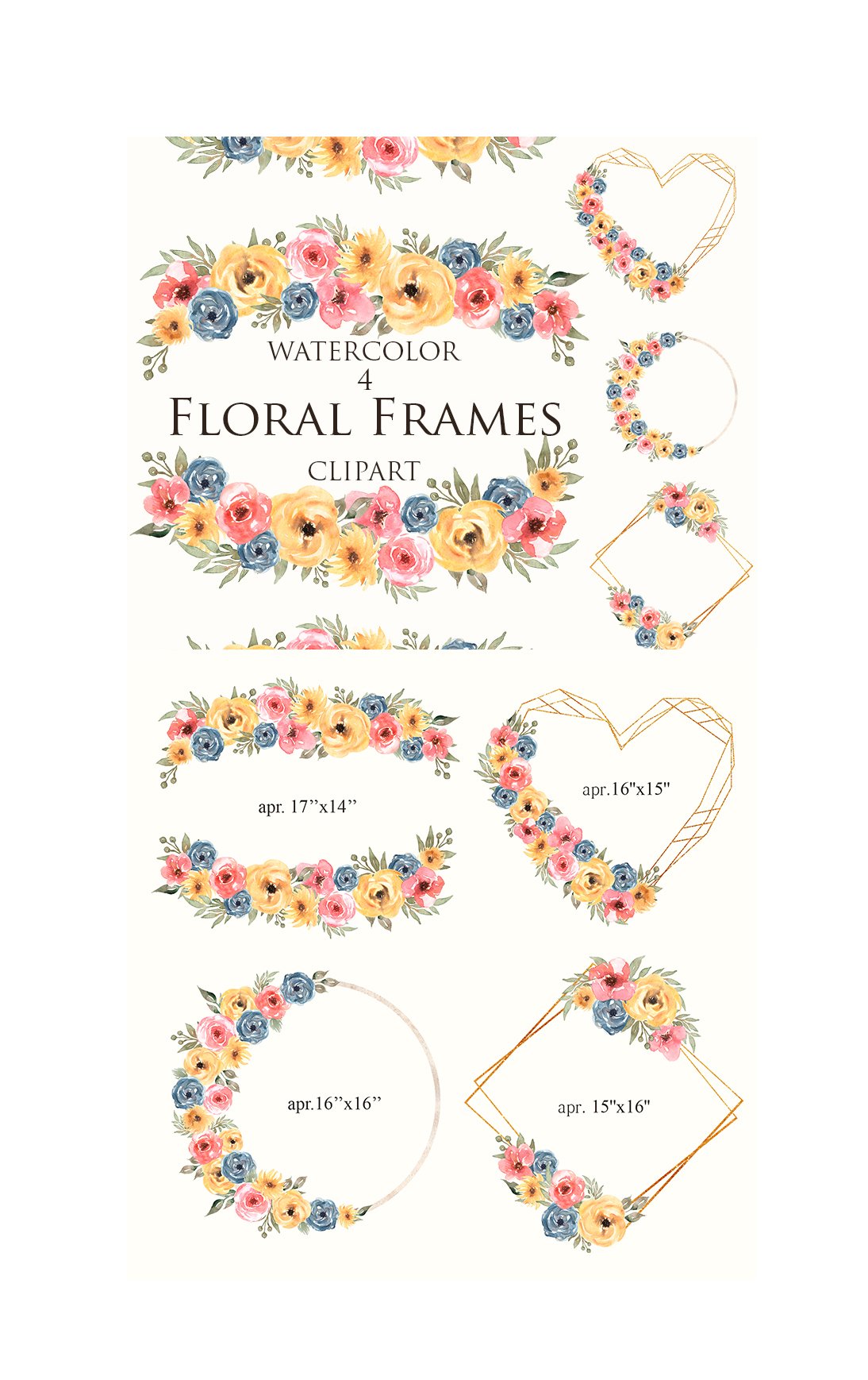 Watercolor Floral Frames Set (1825093)