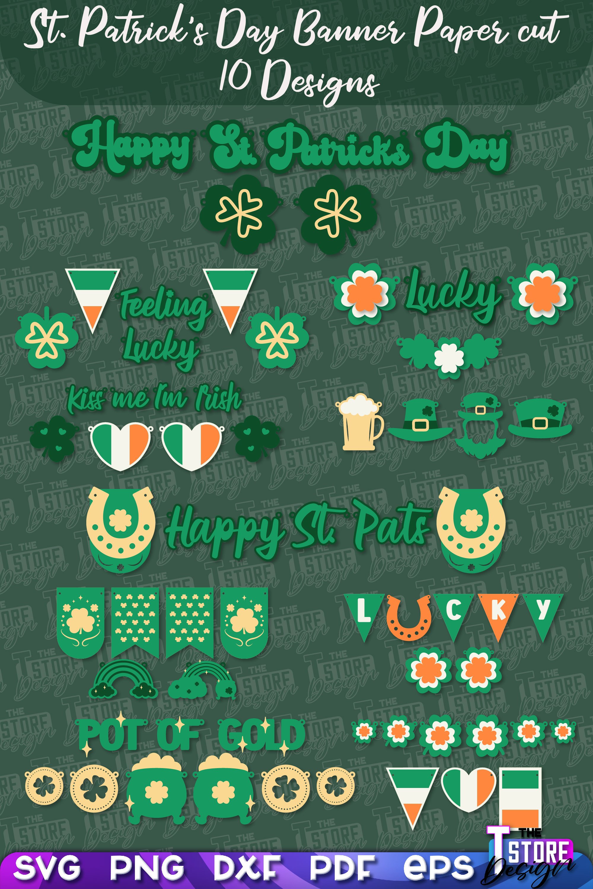 St Patricks Day Bunting Banner|Irish Shamrock Bunting Banner