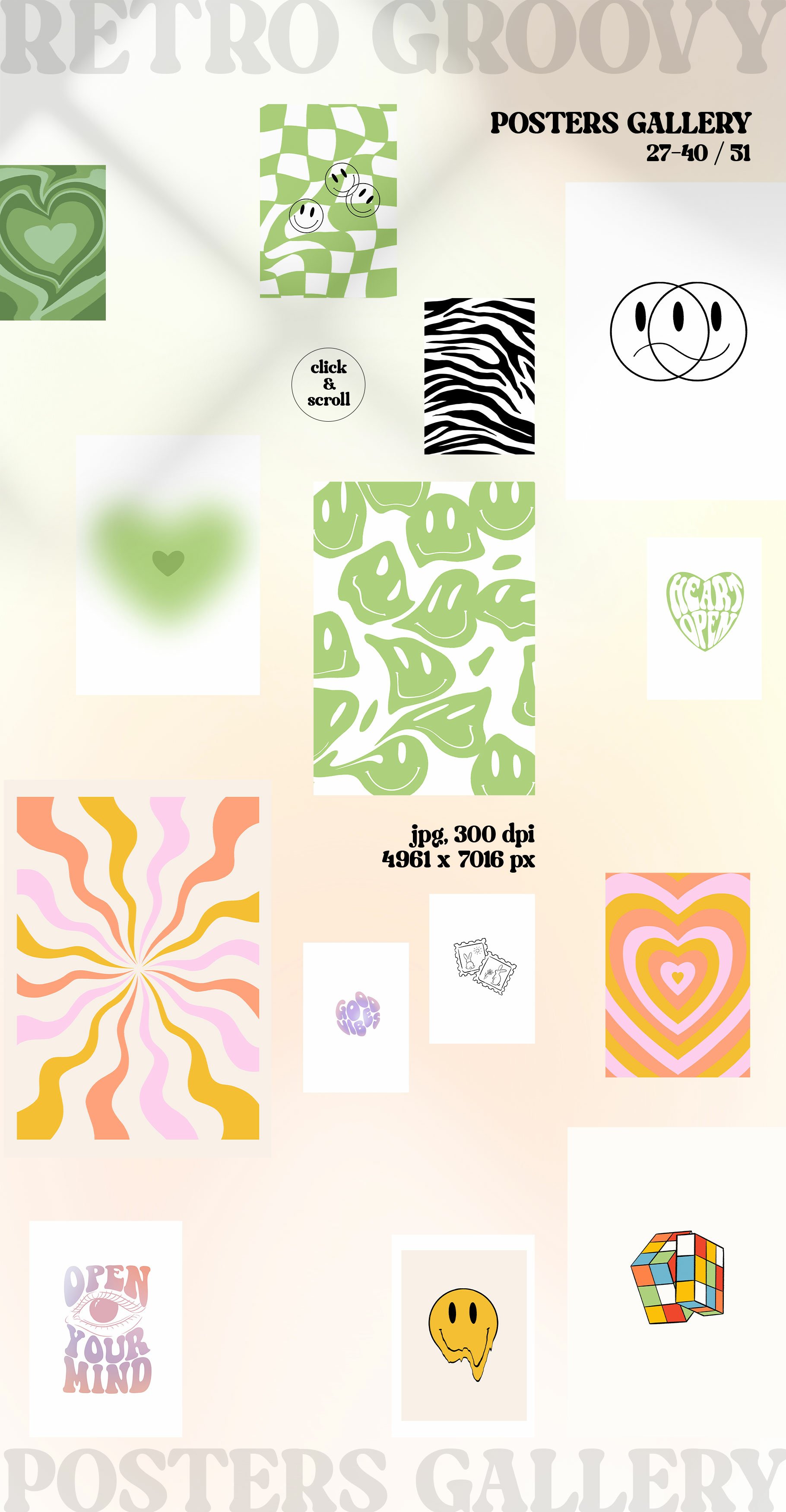 Retro posters groovy set - 14 JPG art prints