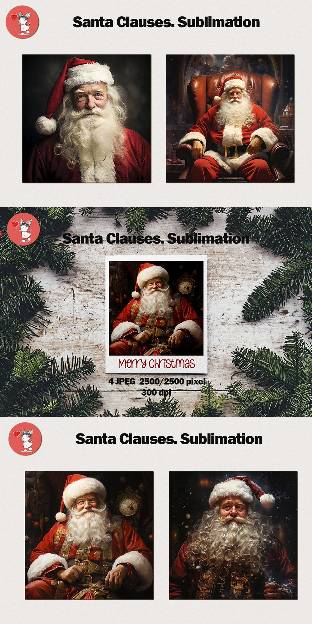 Santa Clauses. Sublimation