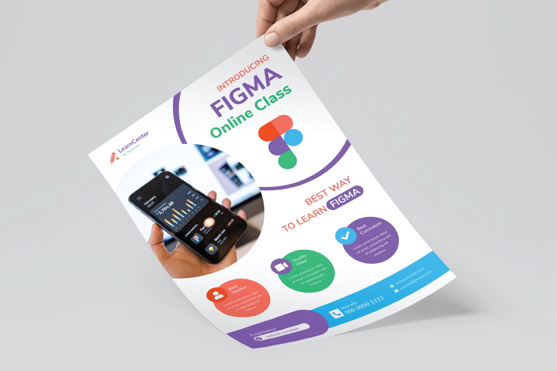 Mobile UI UX Online Class Flyer Template