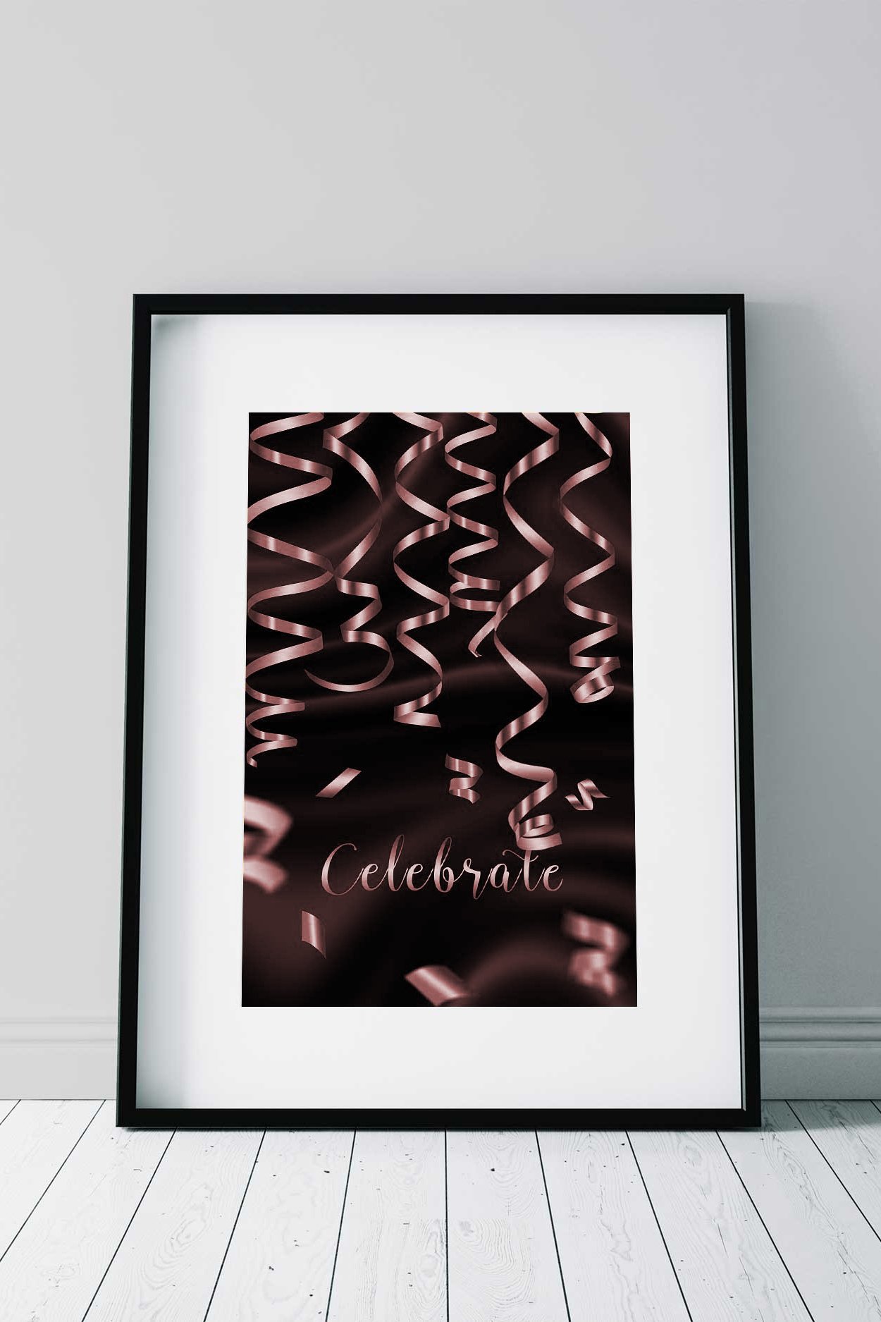 Rose Gold Glitter Ribbon Streamers Confetti Clipart