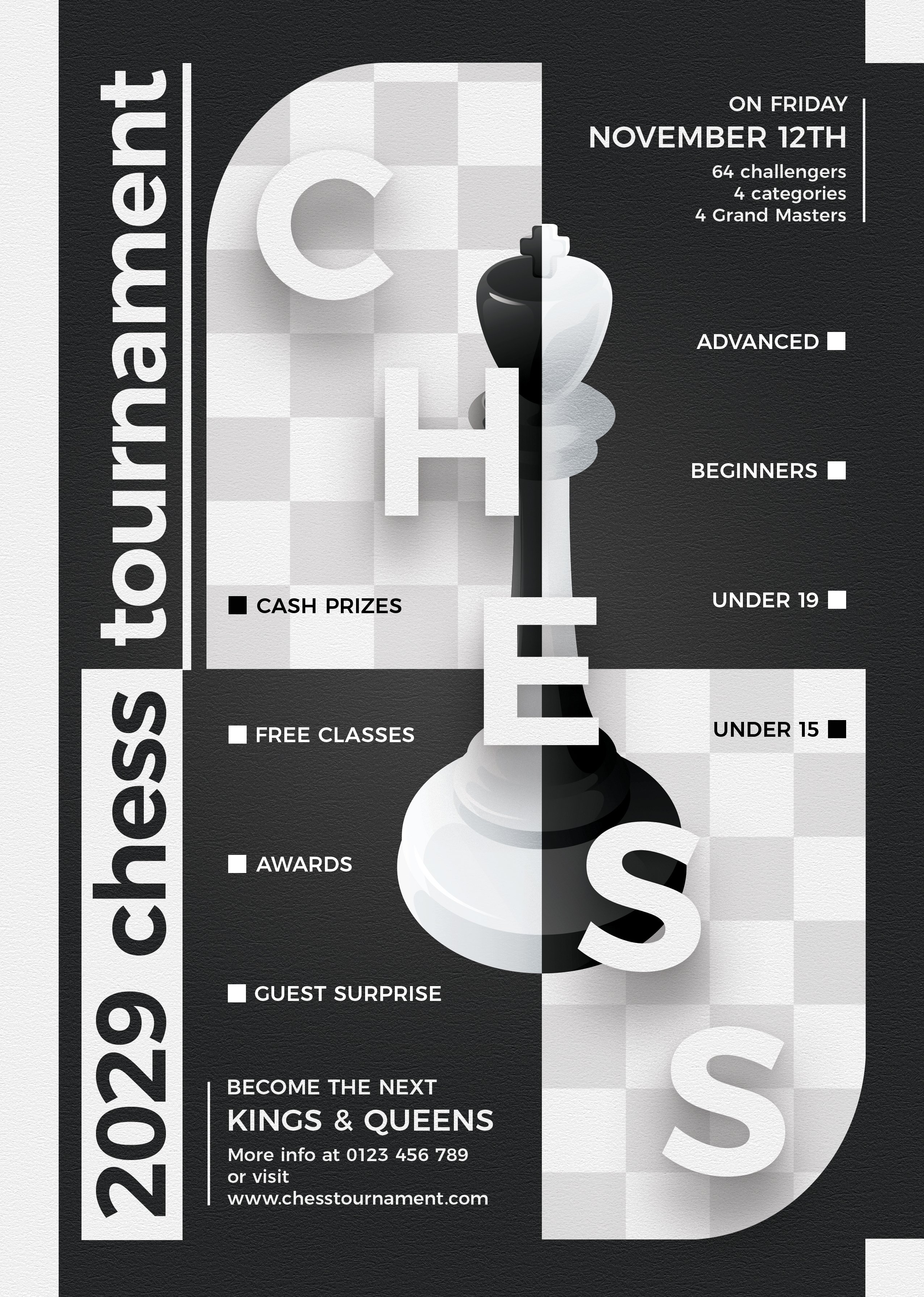 Chess Tournament Flyer PSD Template Design