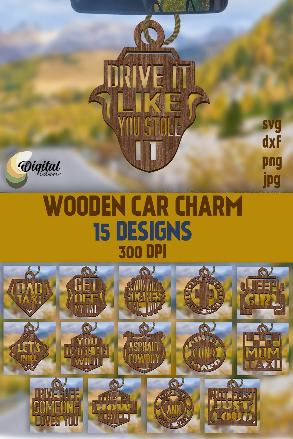 Wooden Car Charms Bundle. Laser Cut. SVG Design