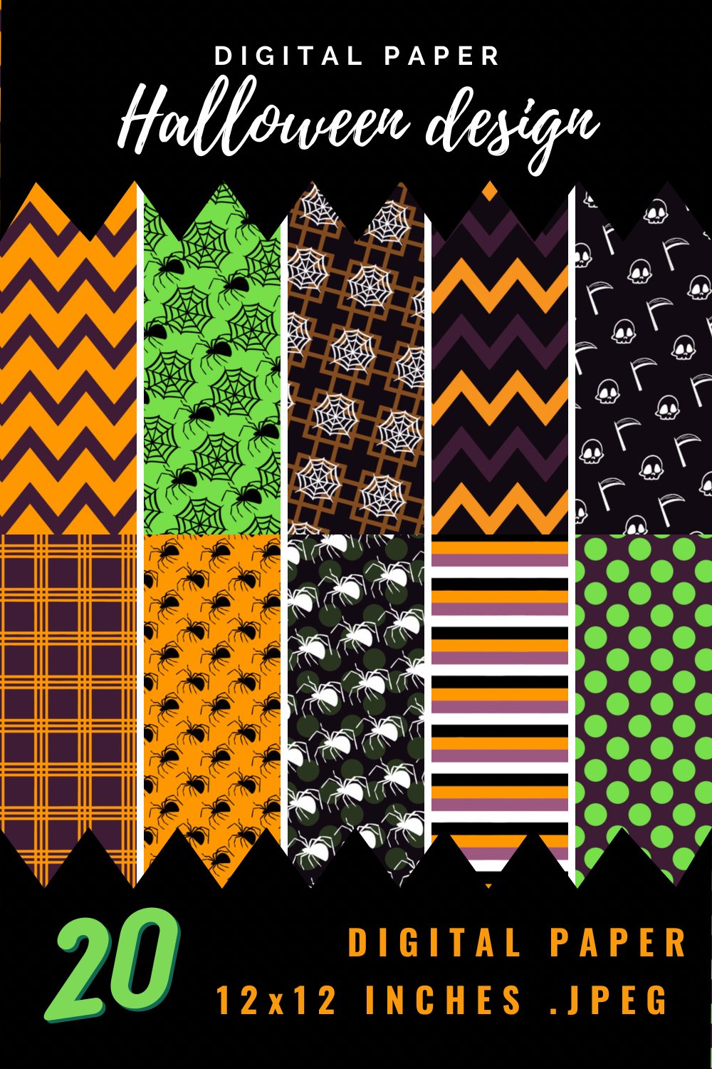 20 Halloween season pattern digital paper 12x12 inches