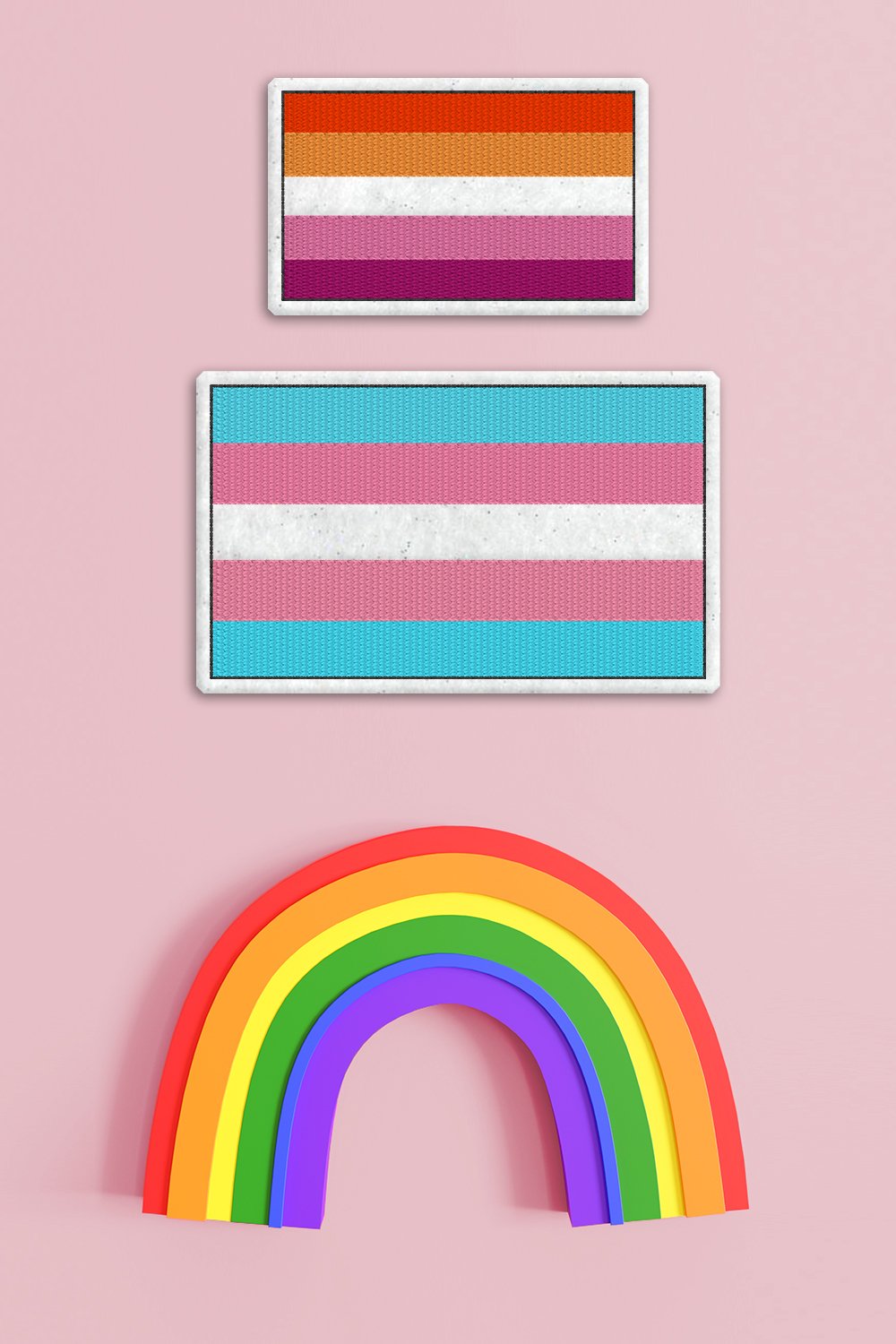 5 Color Striped Pride Flag ITH Feltie Applique Embroidery