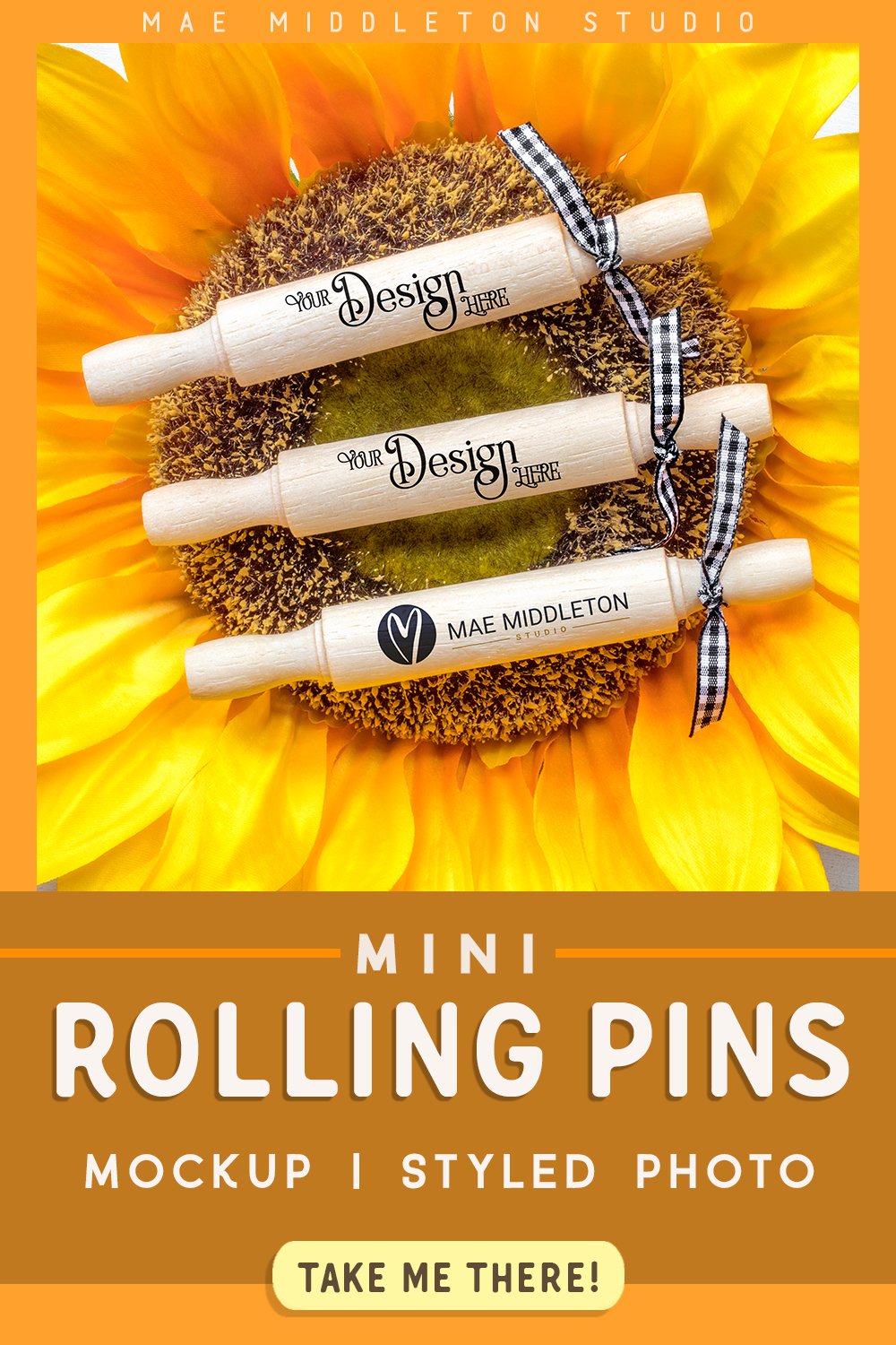 Mini Rolling Pins with ribbons | mockups | 3 styled photos