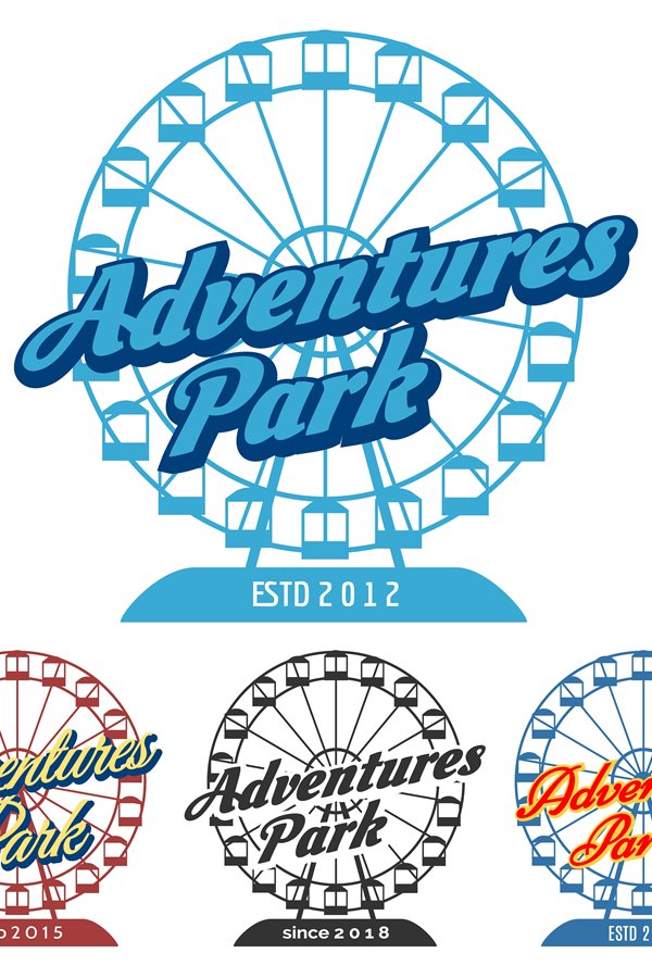 Fun park logo with ferris wheel