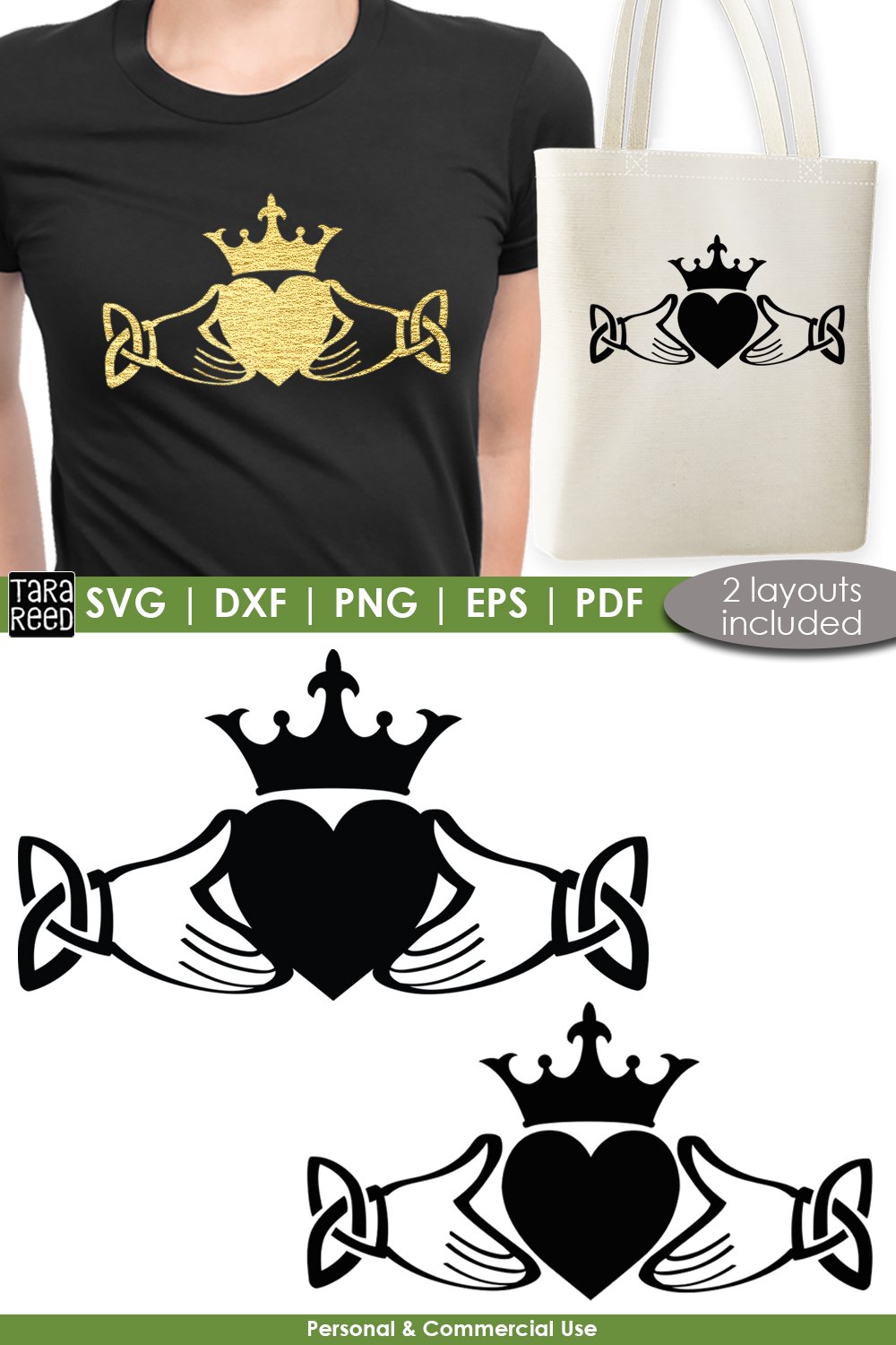 Irish Claddagh SVG and Cut Files for Crafters