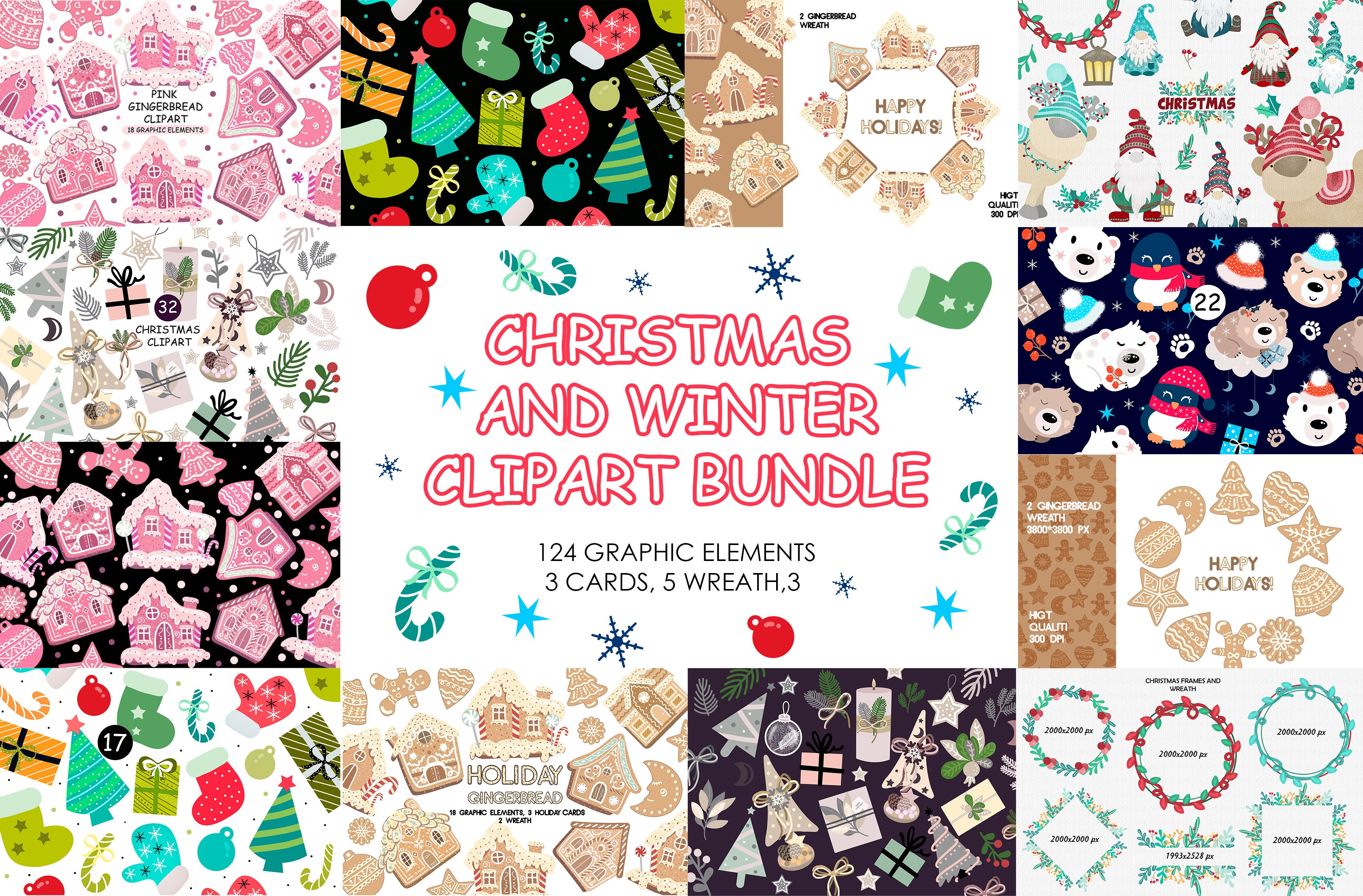 Christmas and winter clipart bunde