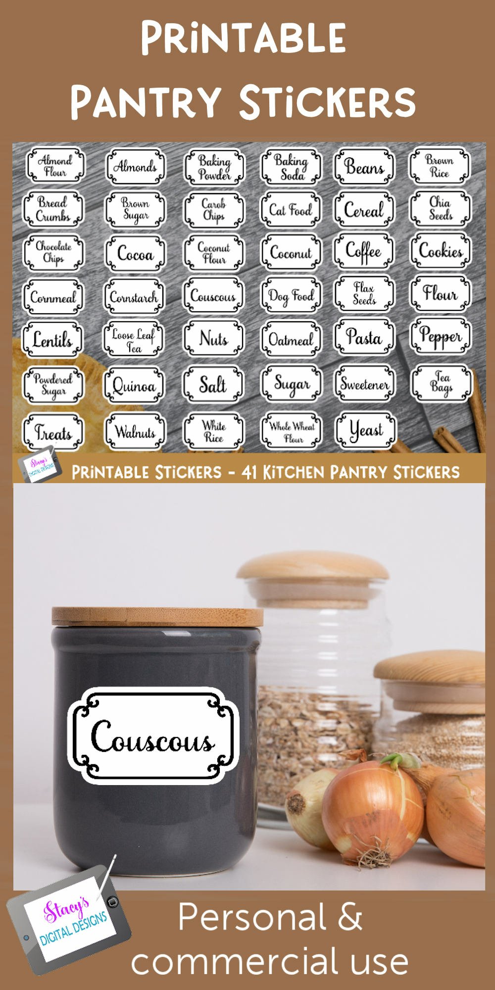 Printable Pantry Labels - PNG Stickers