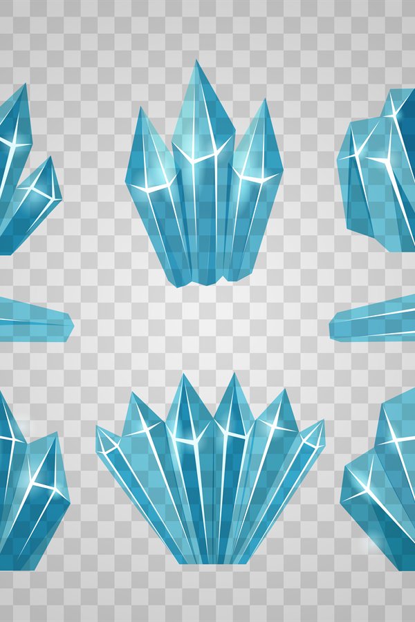 Ice crystals isolated on transparent background