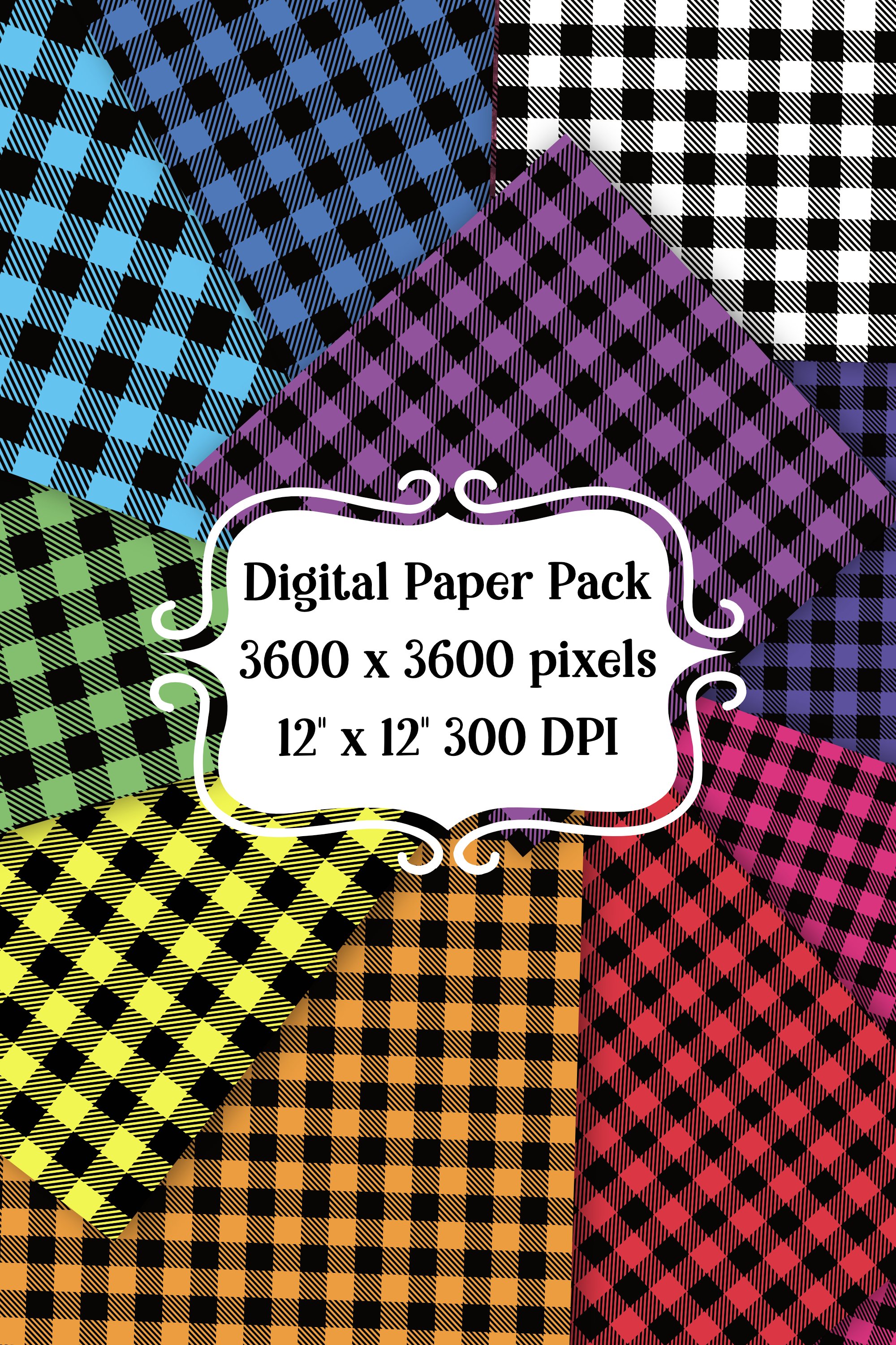Colorful Buffalo Plaid Digital Paper Pack