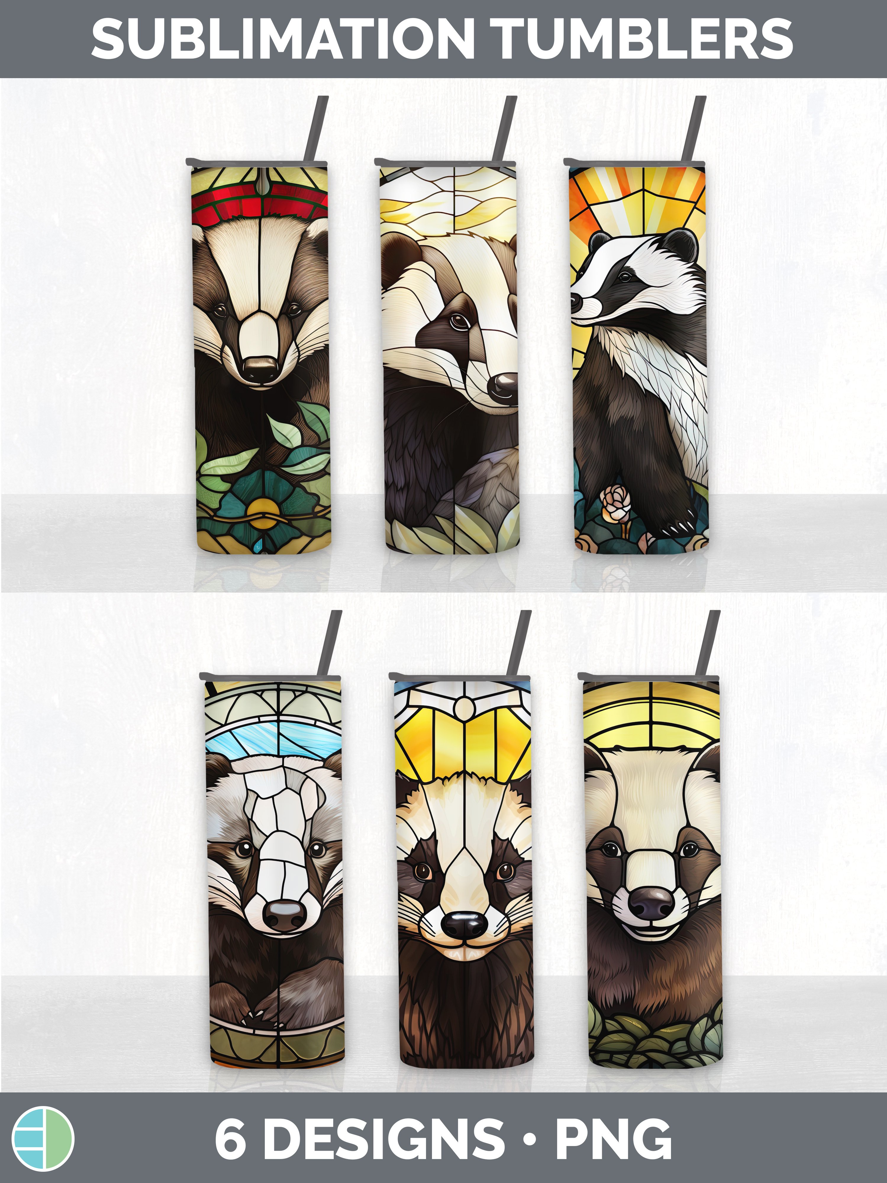 Stained Glass Badger Tumbler | Bundle 20 oz Skinny Tumbler D