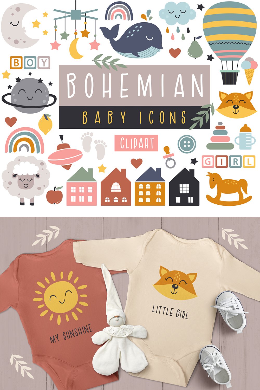 Boho baby clipart, Cute baby clipart, Baby svg, Baby shower