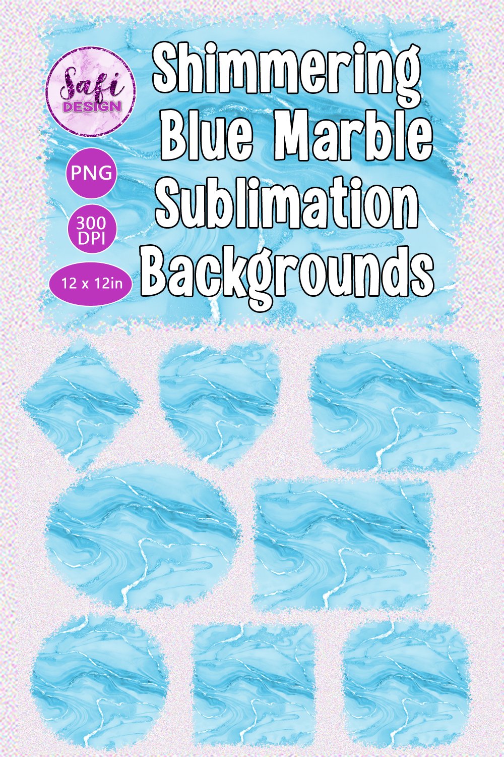 Blue Shimmering Marble Sublimation Backgrounds
