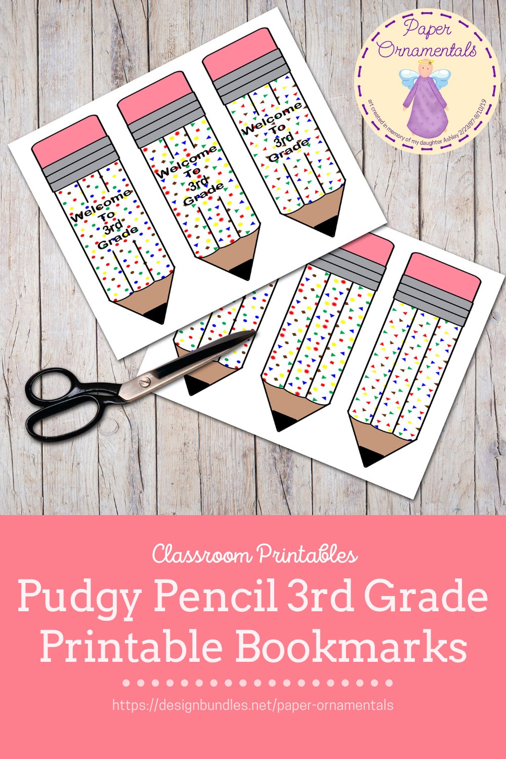 Pudgy Pencils 3rd Grade Pattern Printable Bookmark Set