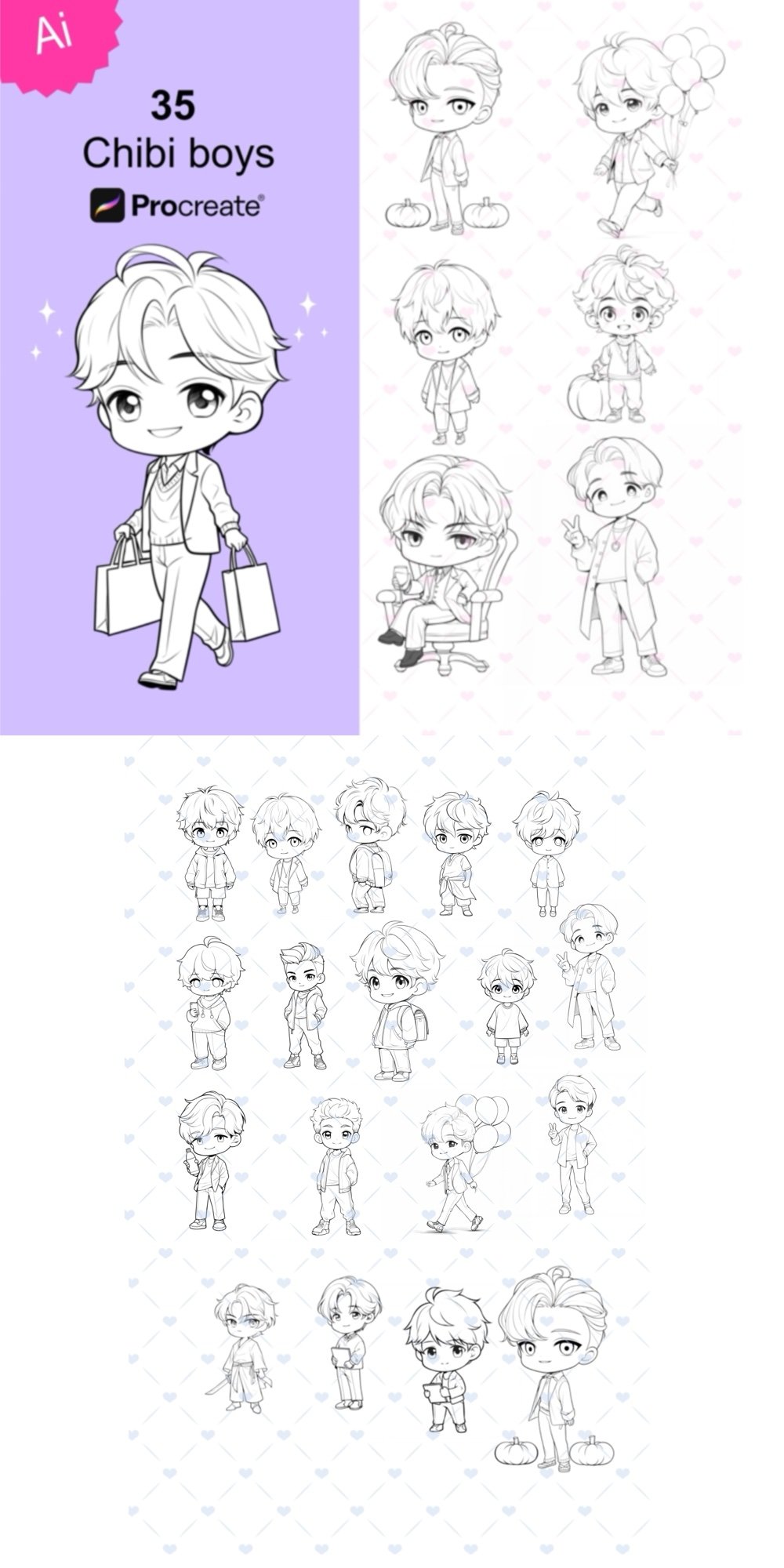 Procreate Cute Chibi Boys