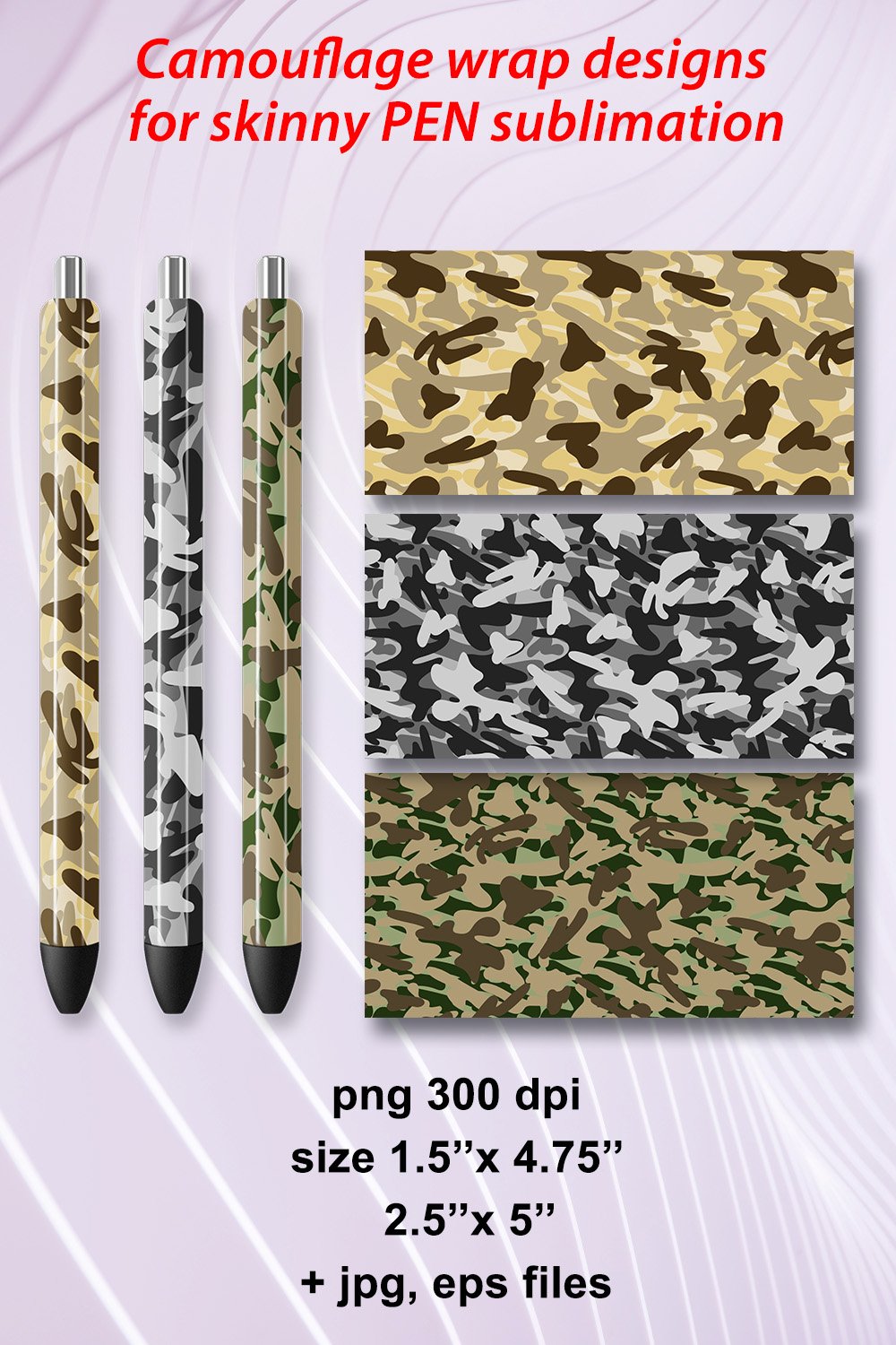 Pen wraps bundle sublimation Camouflage epoxy Waterslide pen