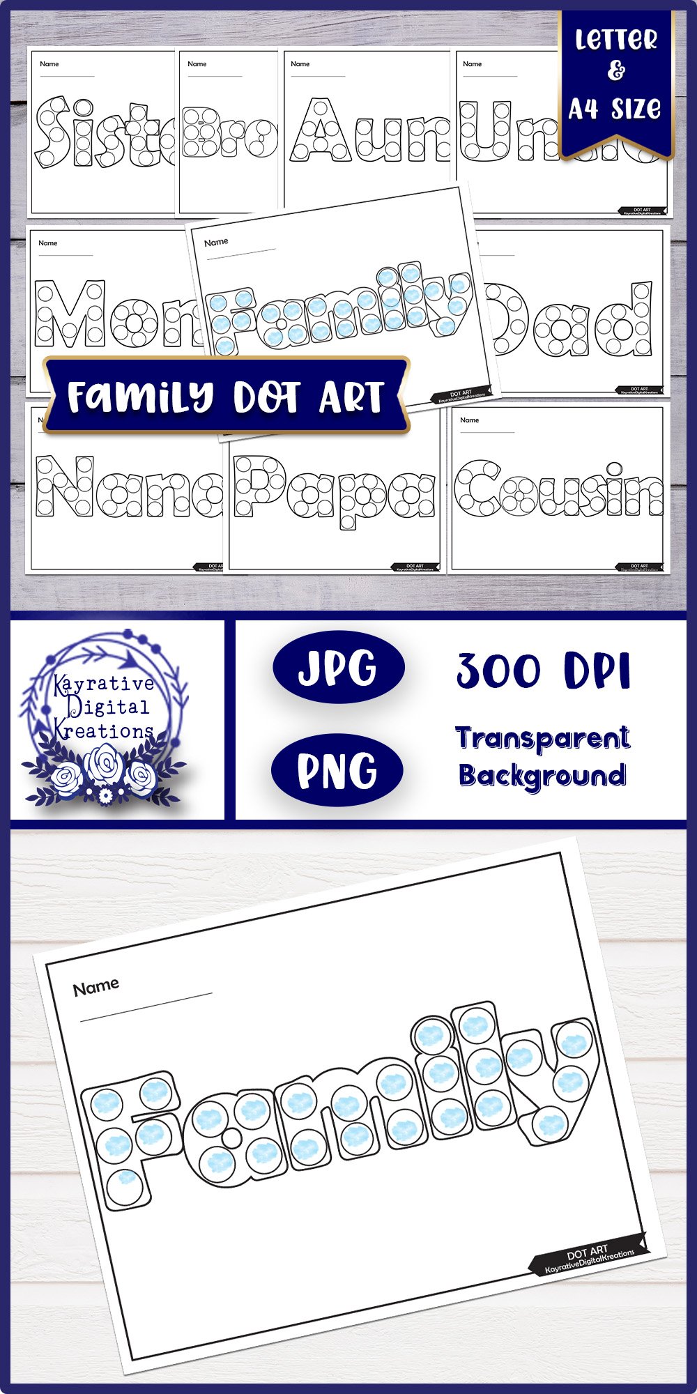 Kids Family Dot Art - Educational Printables for kids