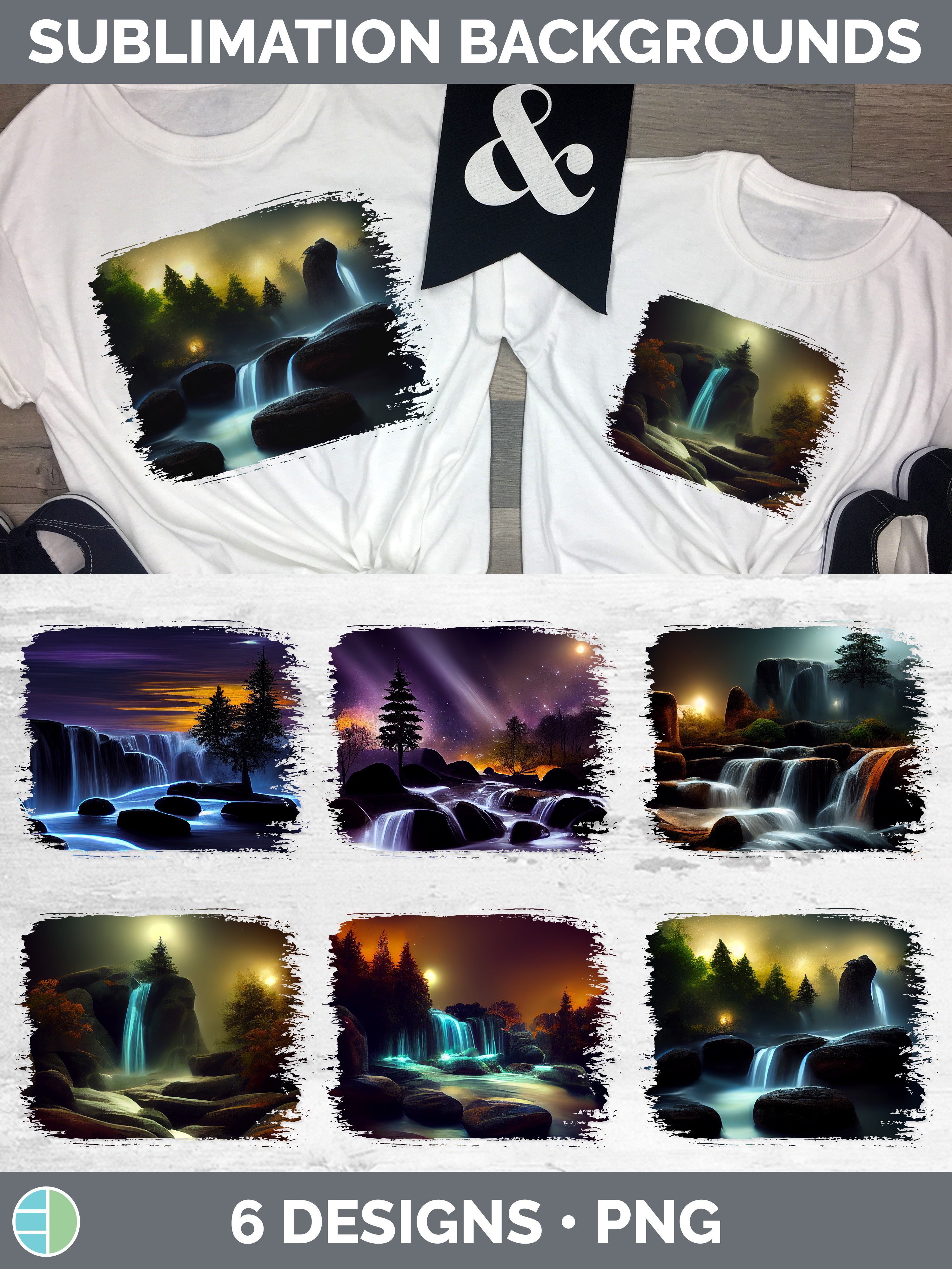 Waterfall Landscape Distressed Sublimation Background Panel