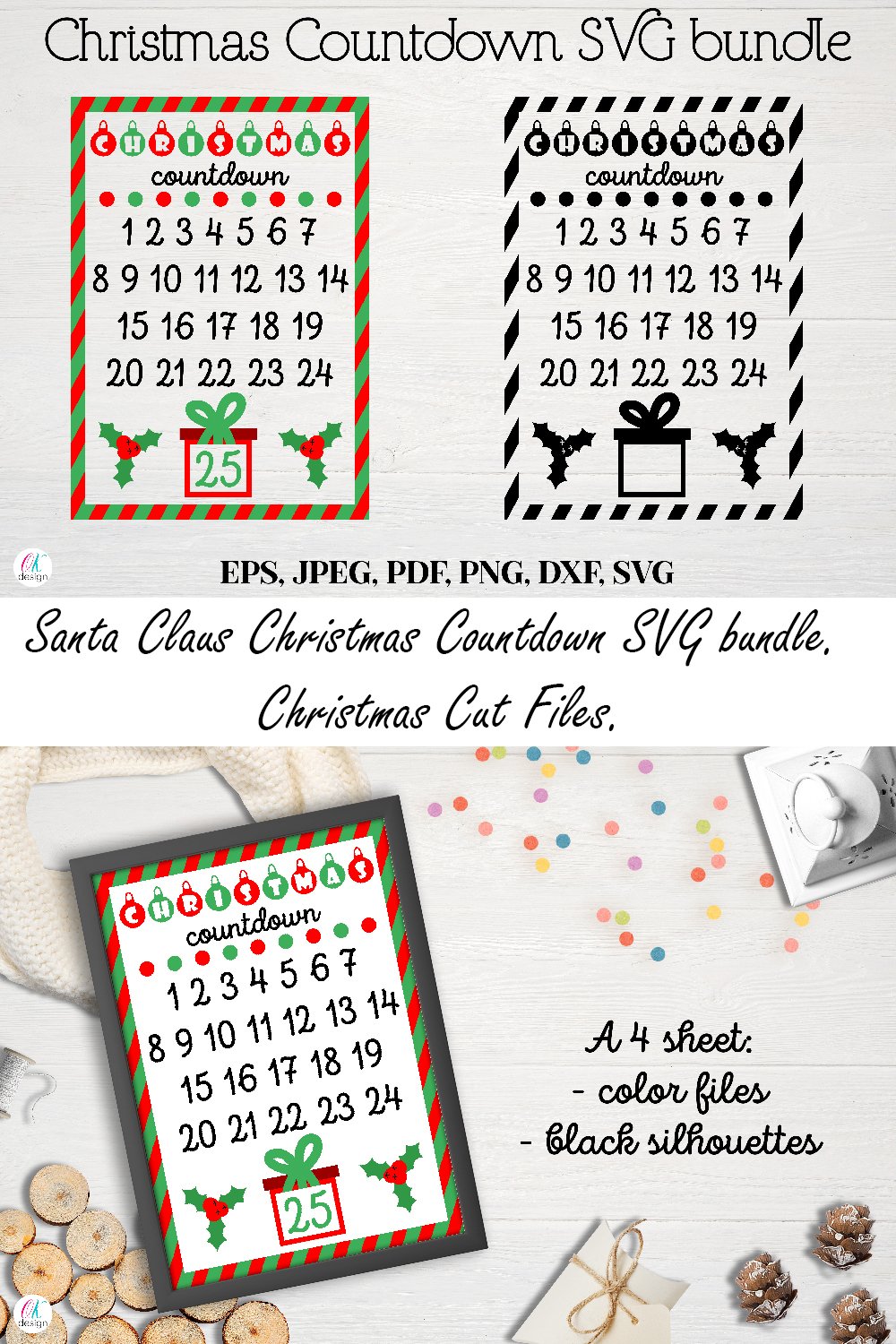 Santa Claus Christmas Countdown SVG bundle.