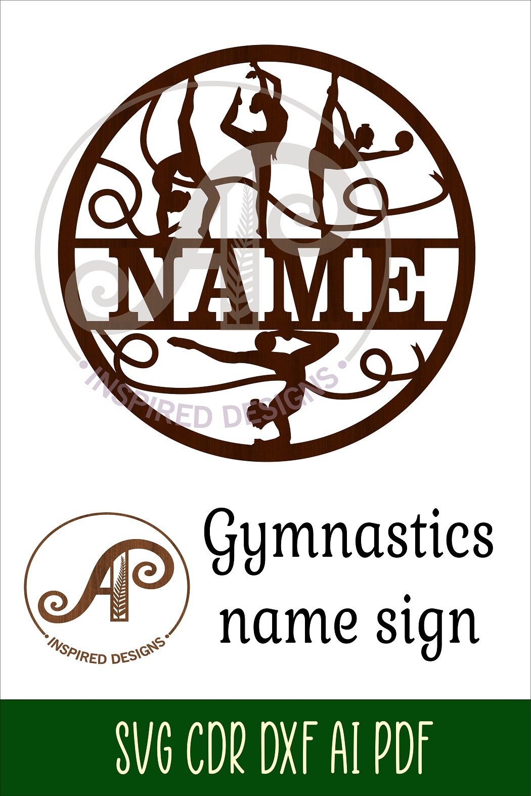 Gymnastics name sign svg laser cut template