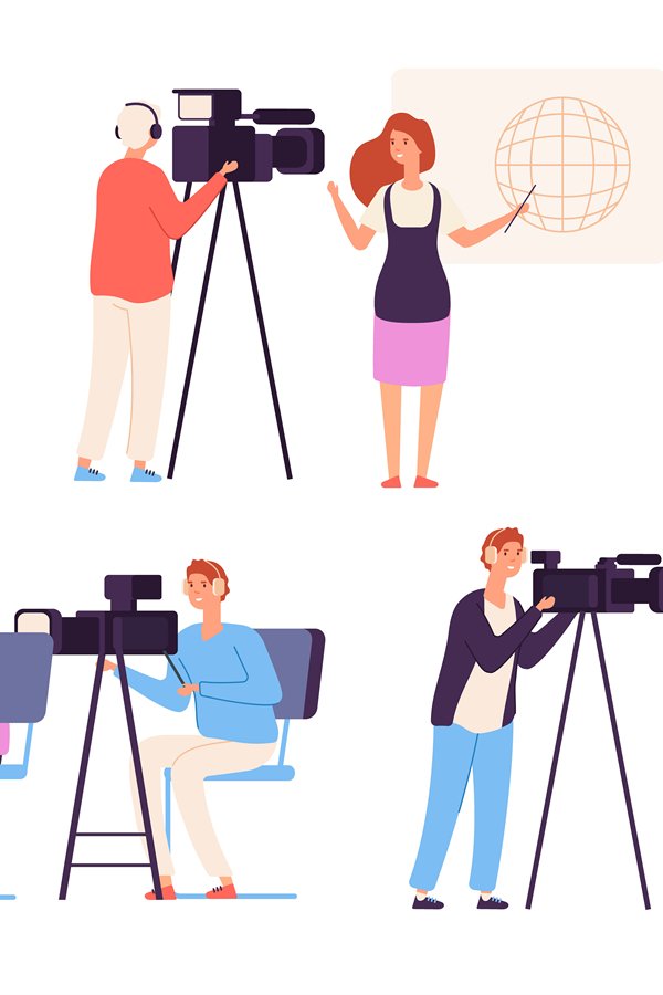 Journalist characters. Broadcaster news journalists director