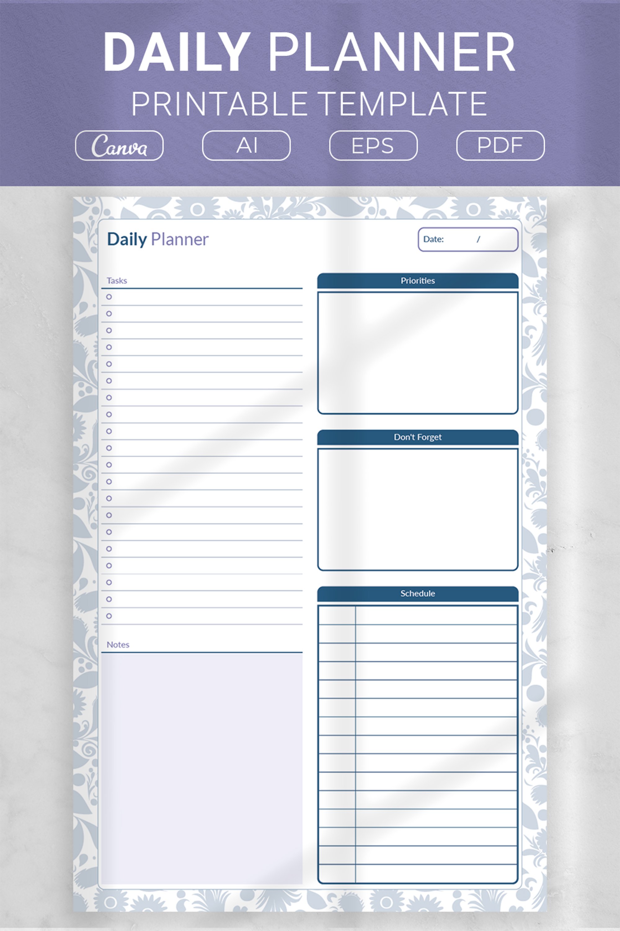 Daily Planner Printable Template (2852575)