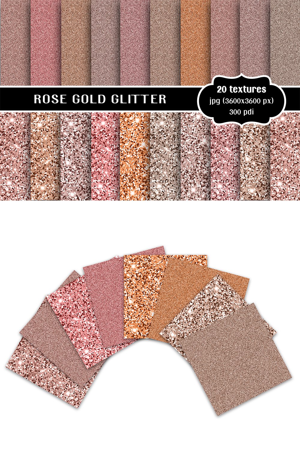 Pink Rose Gold glitter backgrounds, digital paper, textures