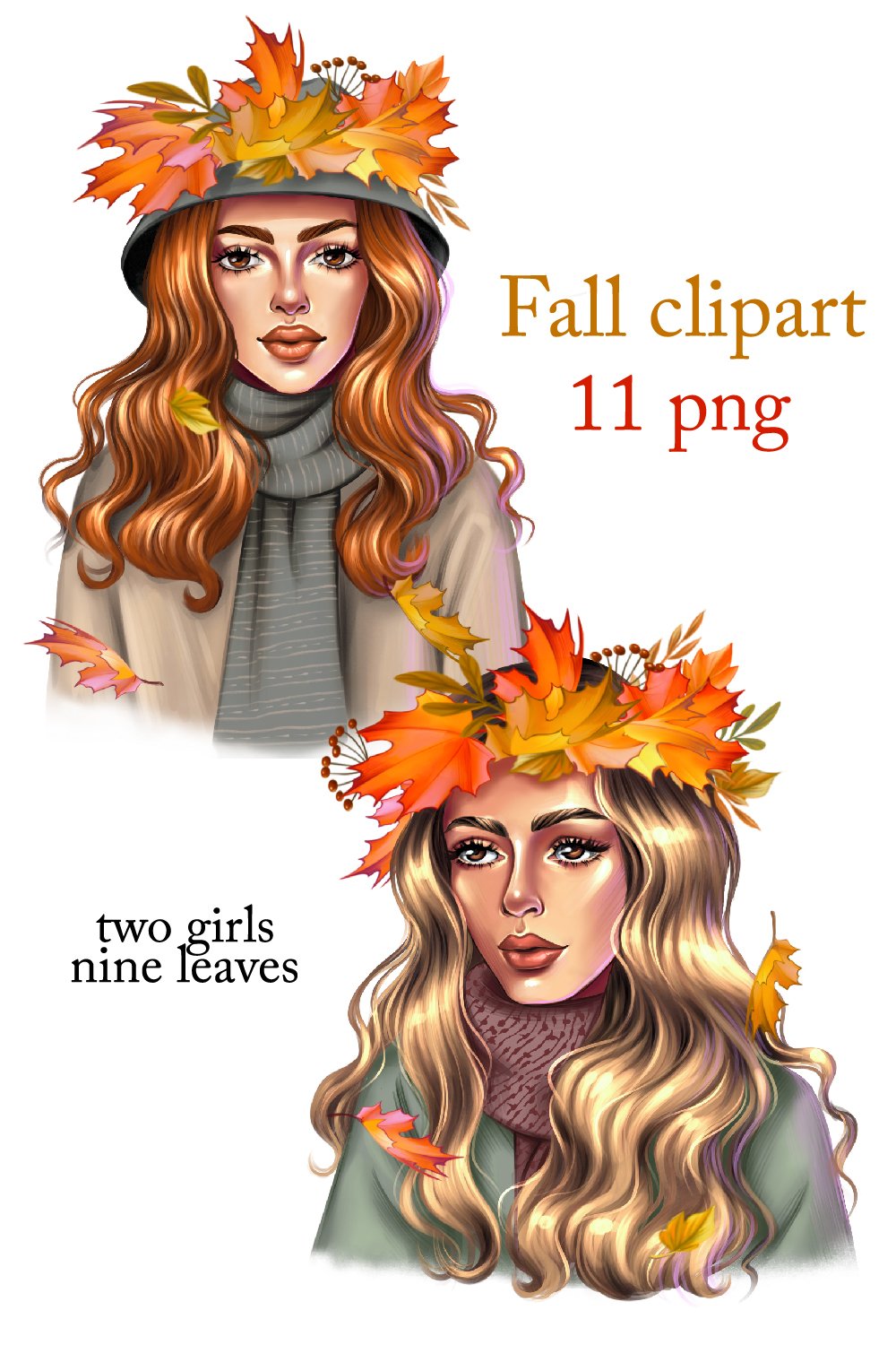 Fall girl clipart, Autumn leaves png