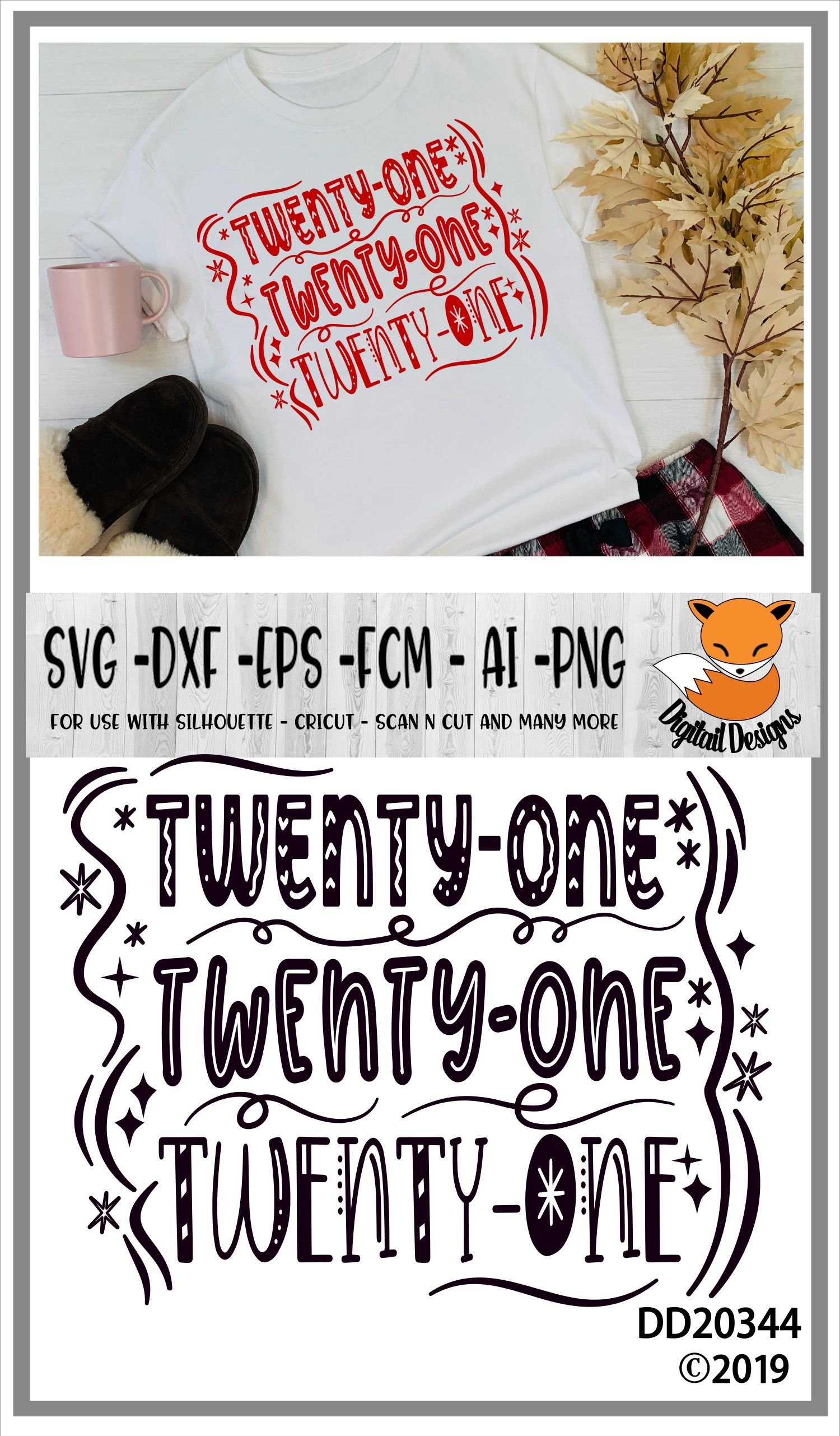 Twenty-First Birthday Doodle Twenty-One Years Old SVG