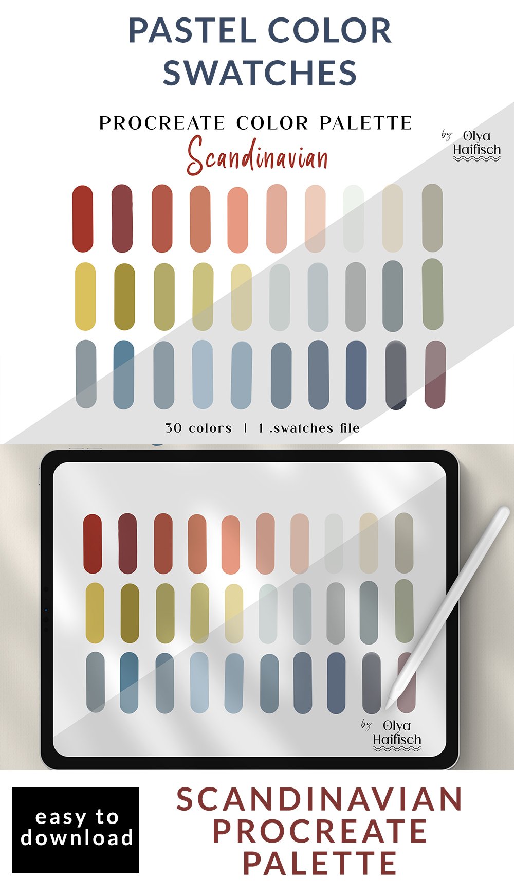 Scandinavian Procreate Color Palette. Scandi Color Swatches