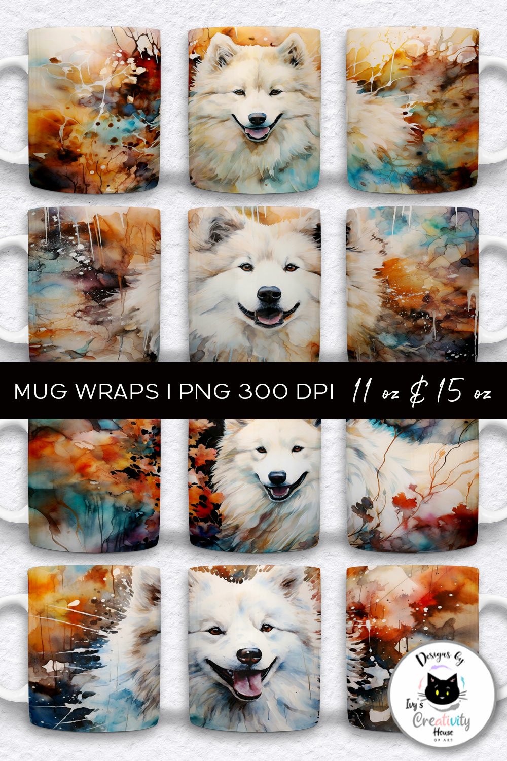 Dog Mug Designs Vol.7 | Samoyed Dog Mug Wraps