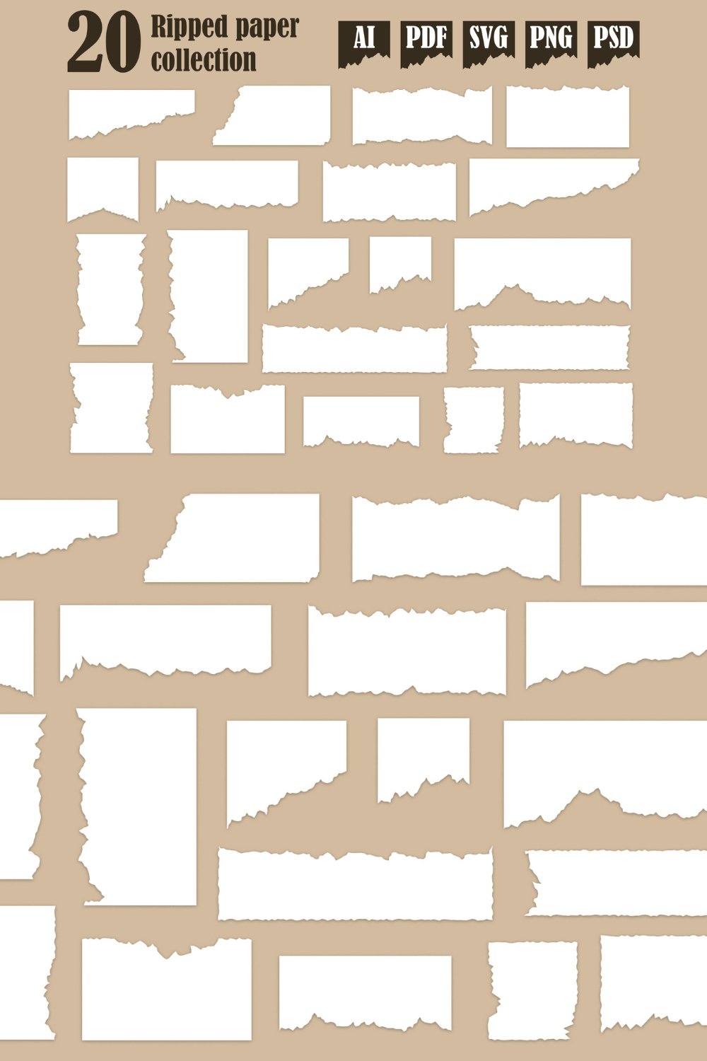 Torn Ripped Paper Edge Sheets Set