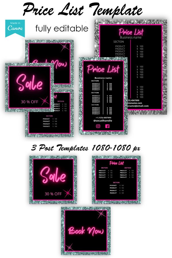 Price List Template editable, social media flyer