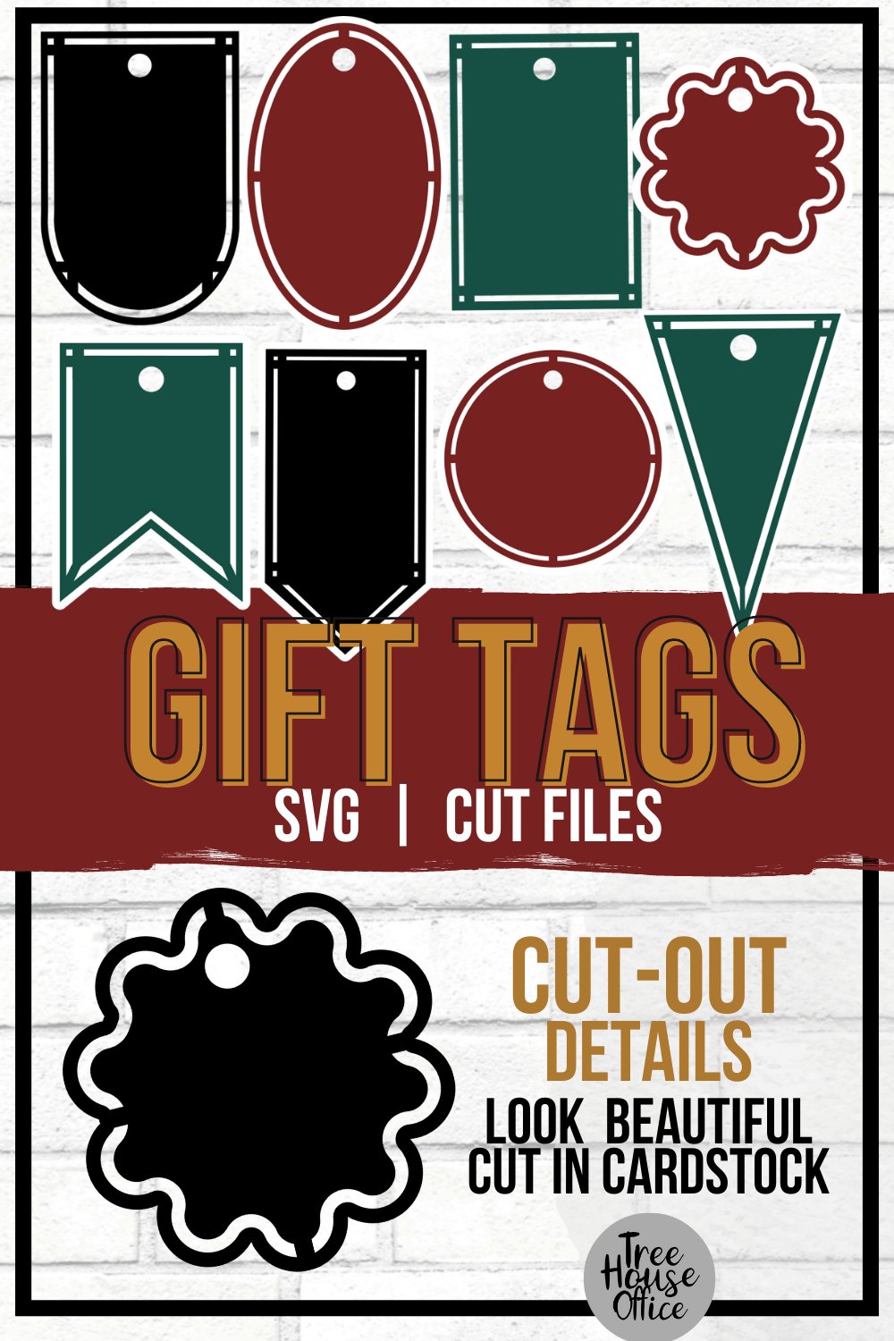 Gift Tag SVGs, Gift Tags Shape Cut File with Detailed Edges