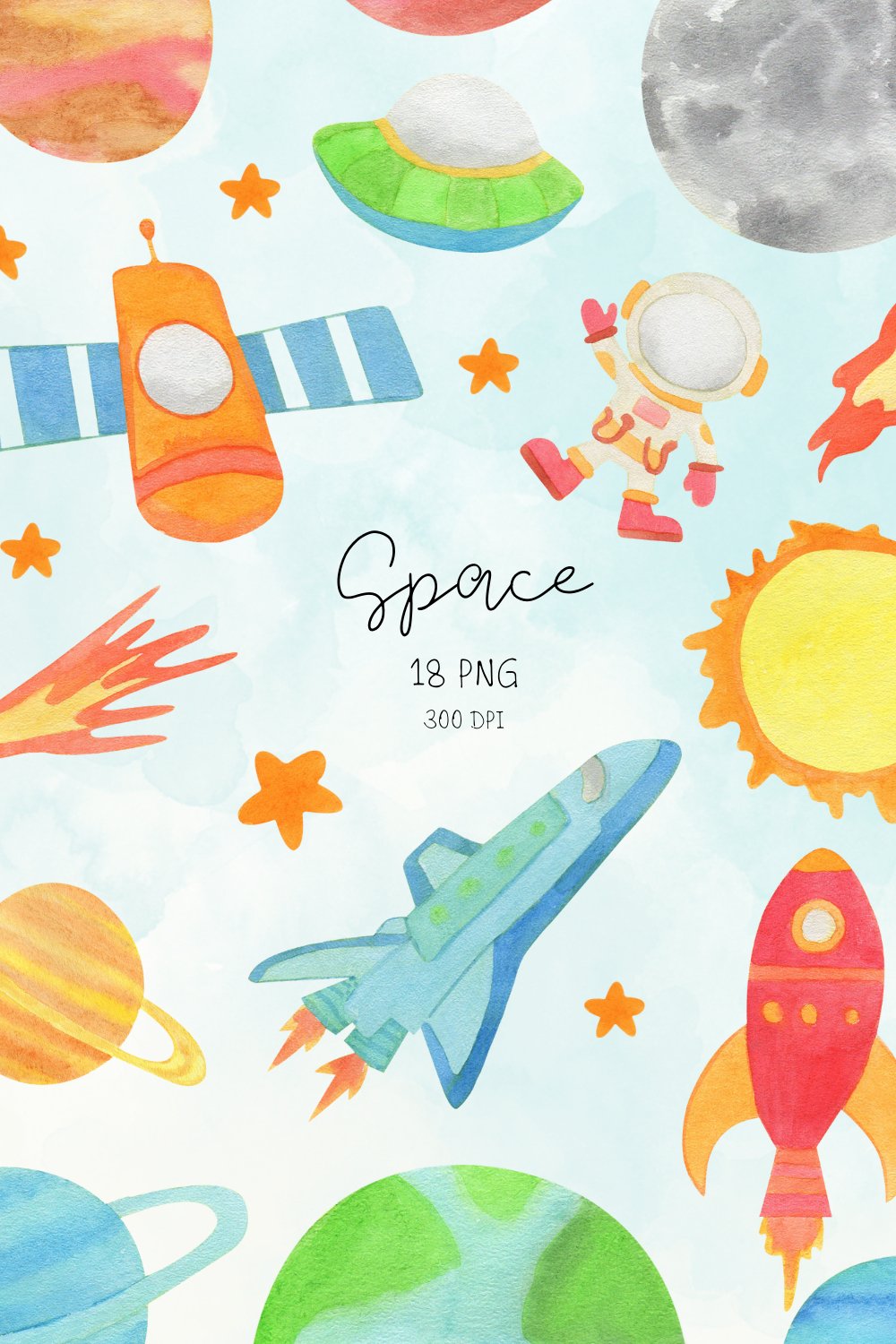 Space watercolor clipart (1559760)