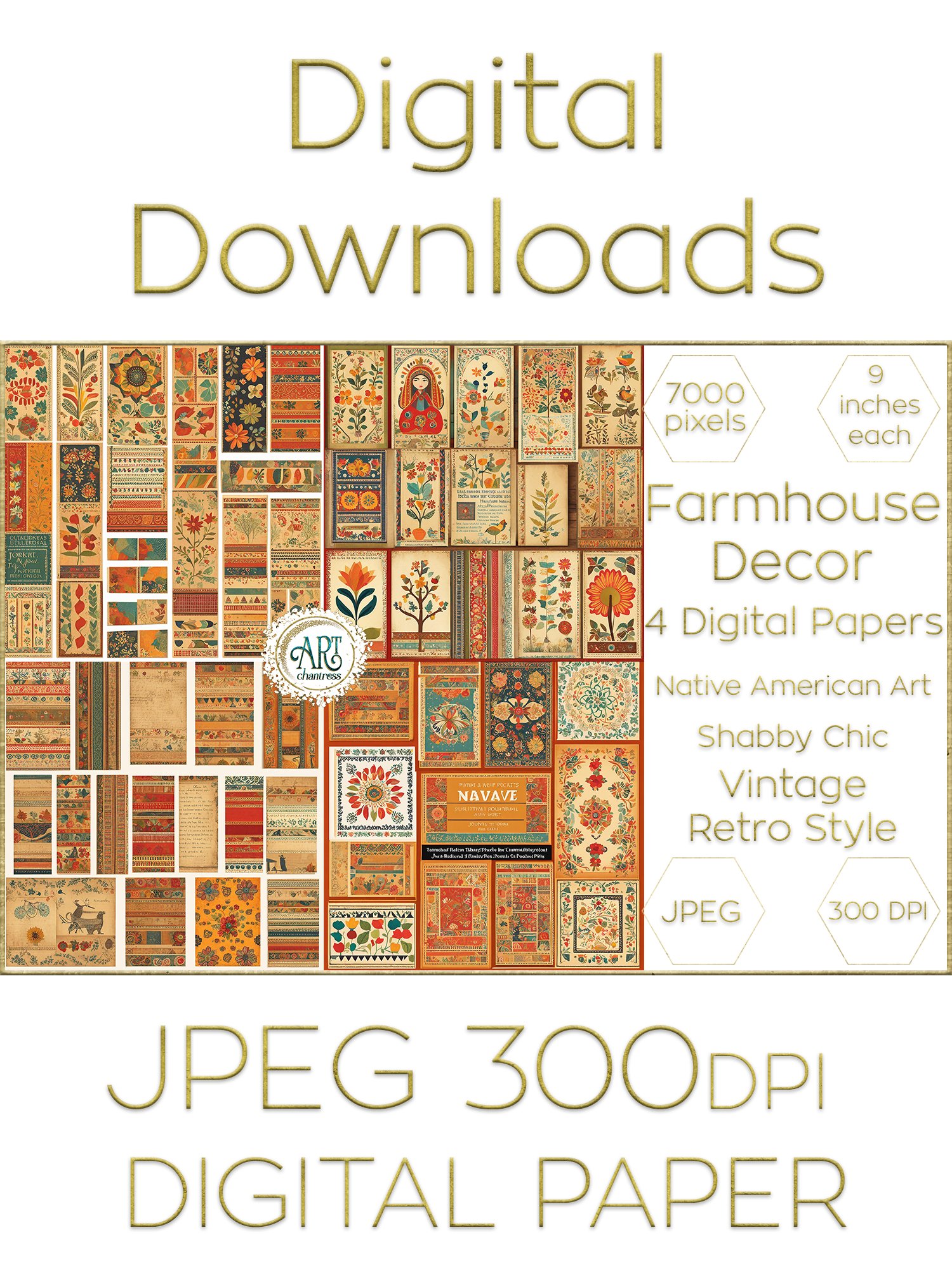 Vintage Classic digital papers Native American Art (3487325)