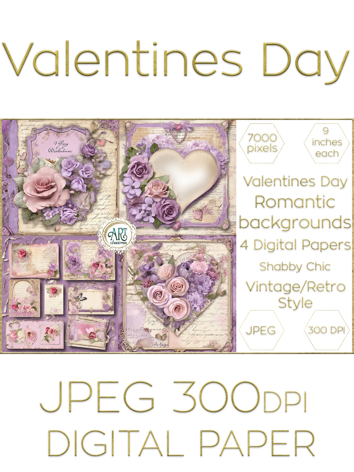 Valentines Day Roses Illustration Digital Paper (3263546)