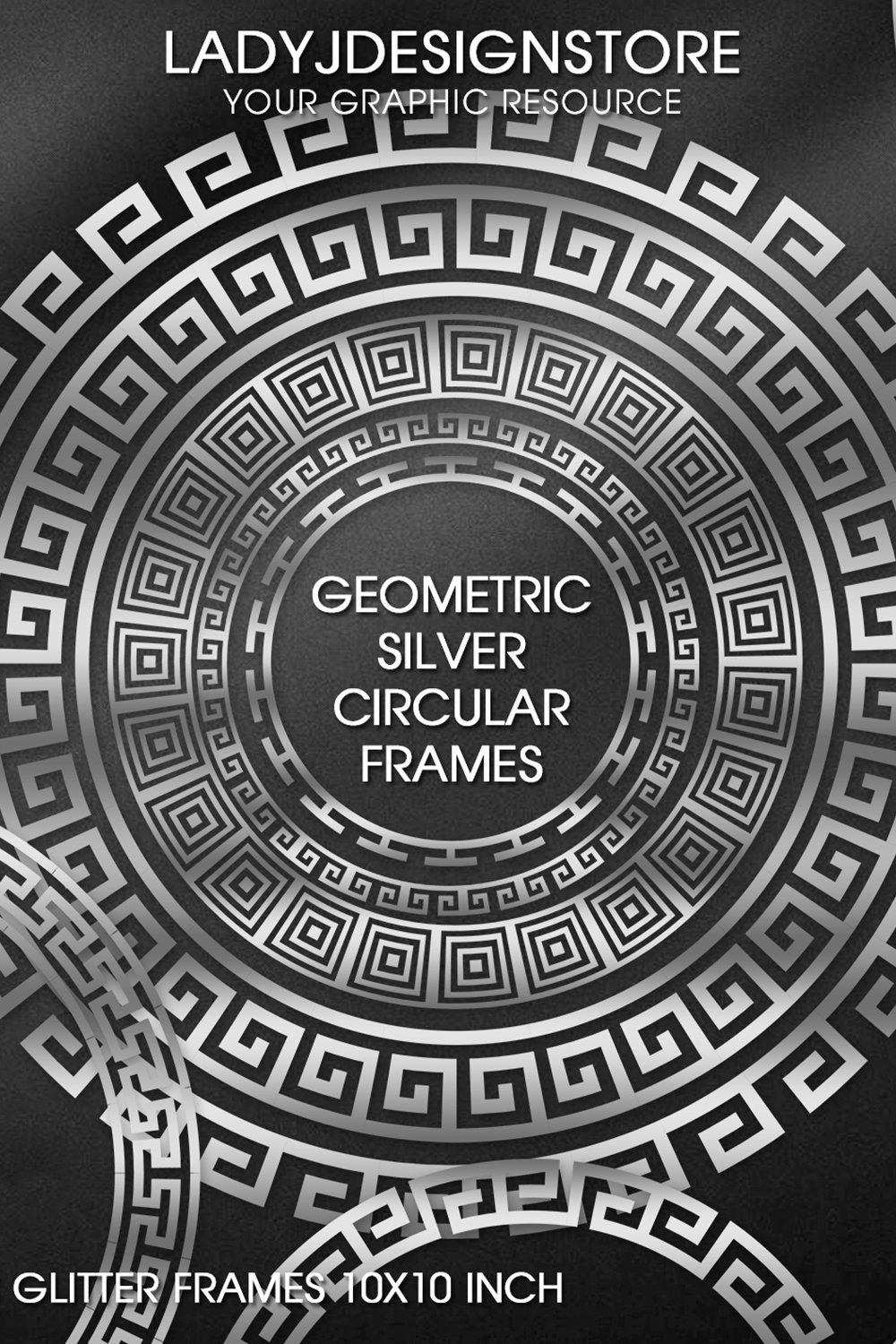 Silver Geometric Clip Art Frame, Gold Circle Clip Art, Canva