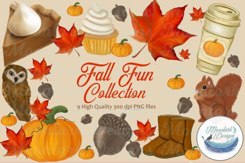 Fall Fun Bundle, Clip Art Elements Illustrations PNG pumpkin
