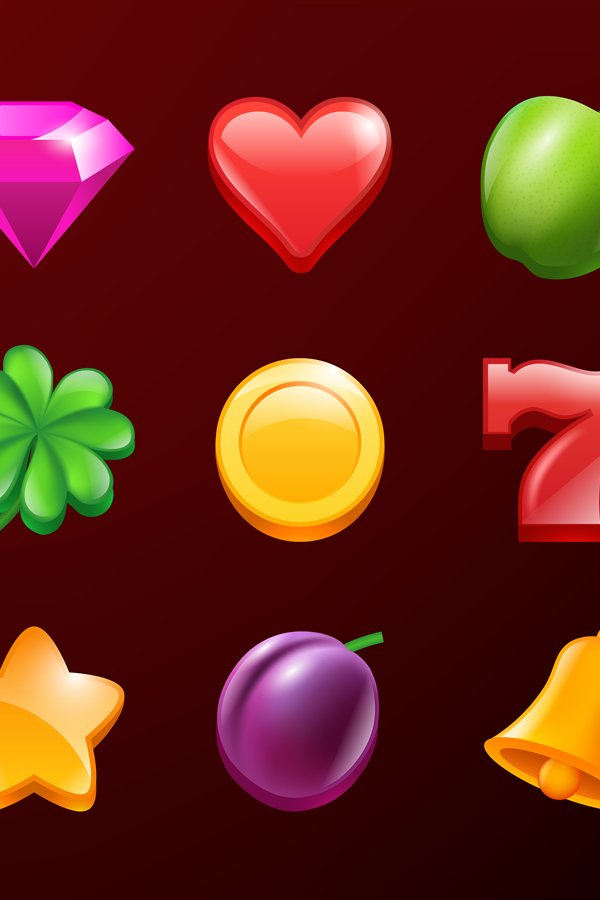 Slot machine icons. Vector realistic pictures isolate